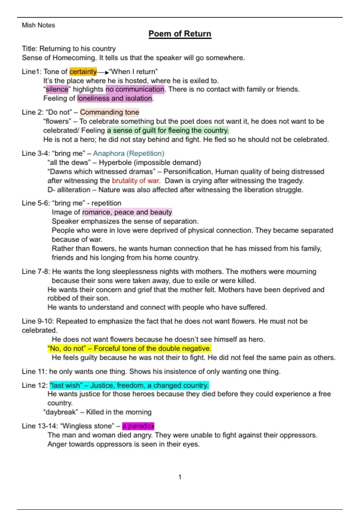 "Poem of Return" Grade 12 English Poetry (Summary, Analysis + Q&A ...