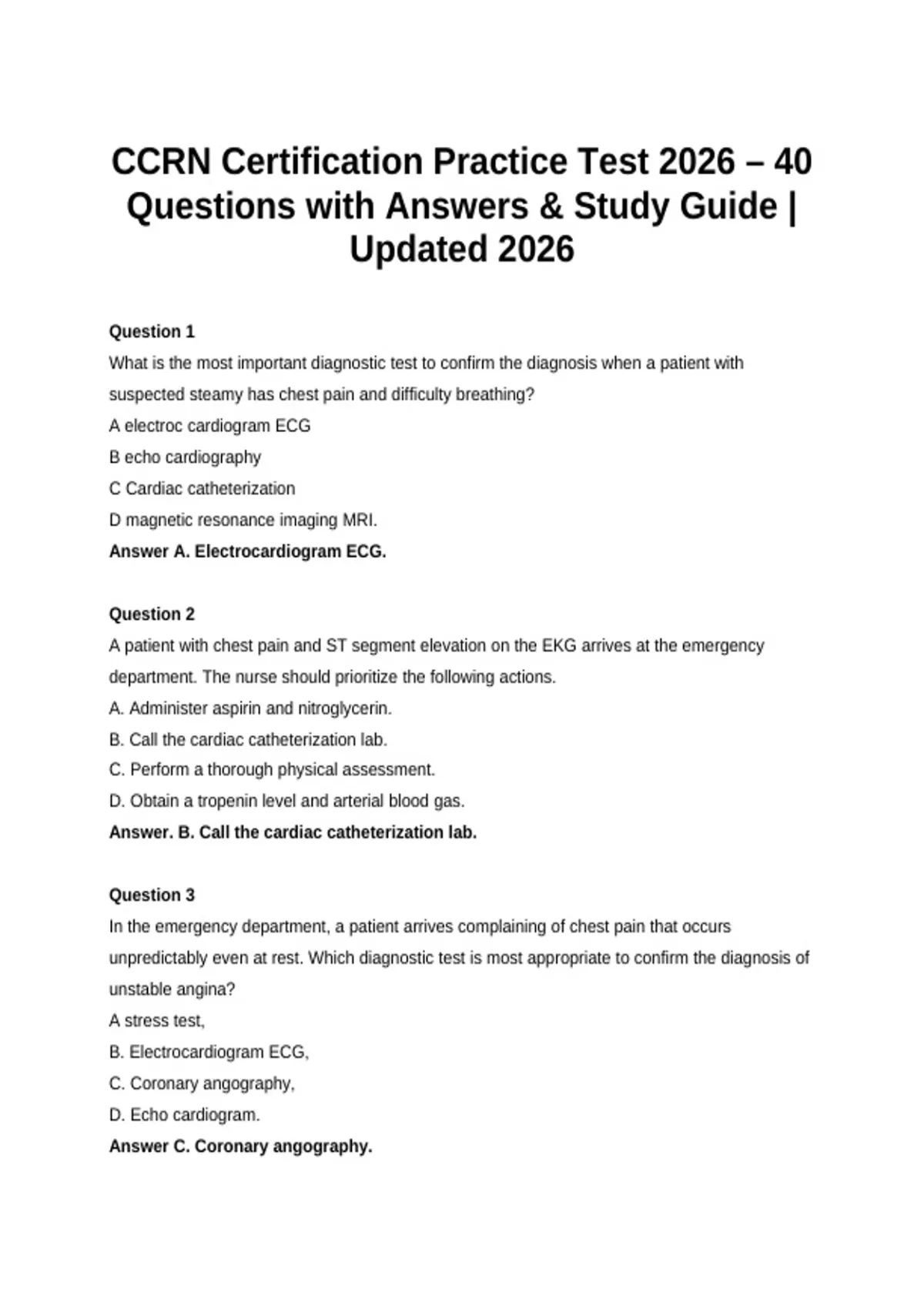 CCRN Certification Practice Test 2026 – 40 Questions with Answers ...