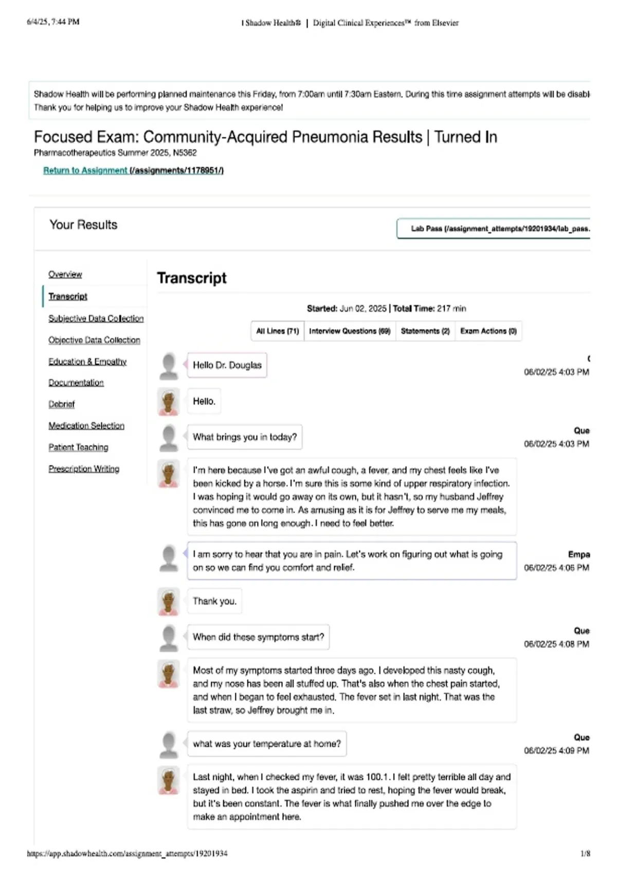 N5362 – Shadow Health Focus exam Package Deal – Complete Exam Results ...