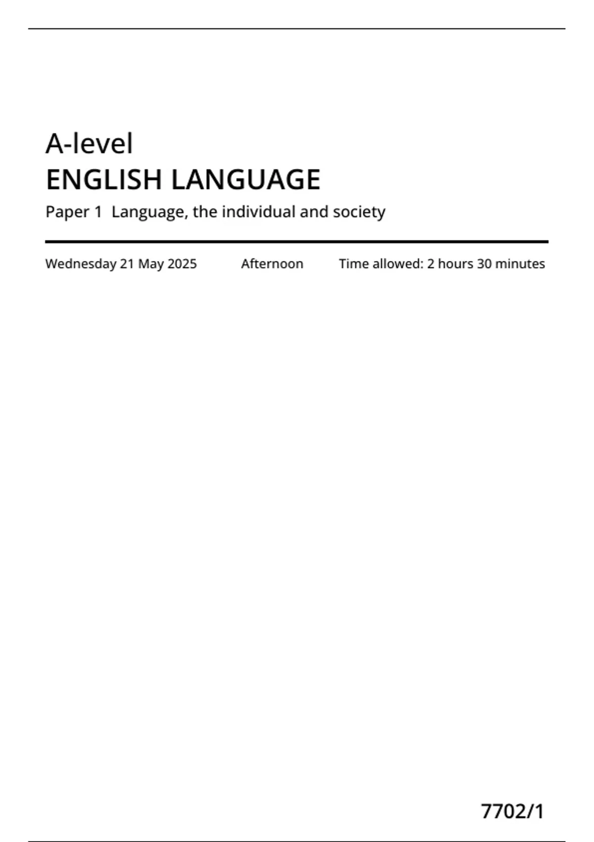 AQA MERGED QUESTION PAPER AND MARK SCHEME 2025 A-level ENGLISH LANGUAGE ...