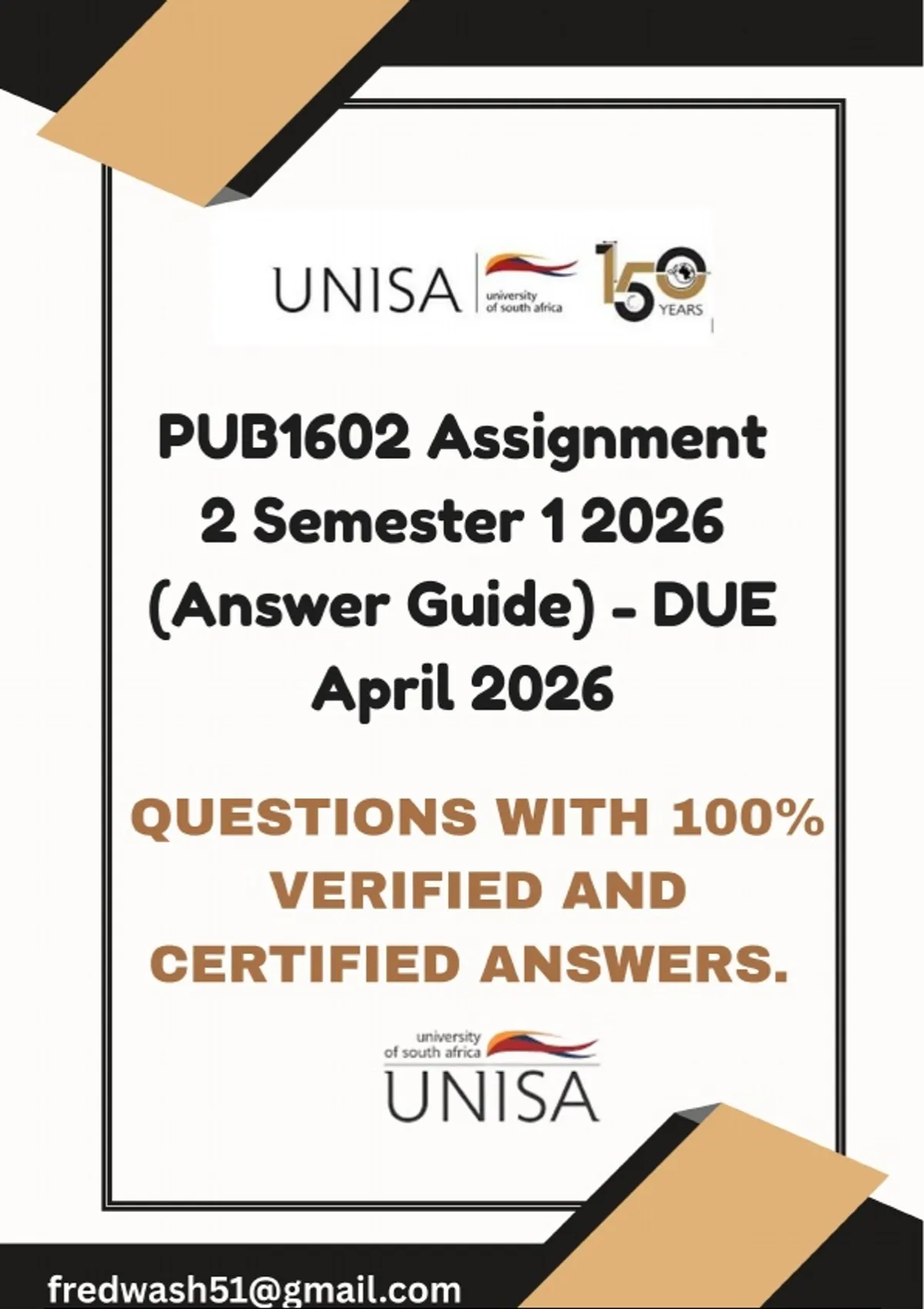 PUB1602 Assignment 2 Semester 1 2026 (Answer Guide) - DUE April 2026 ...