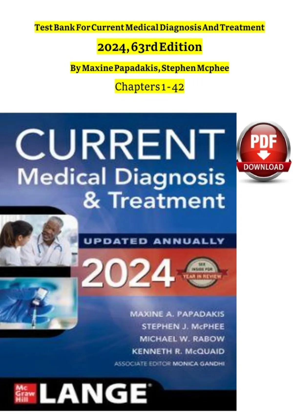 CMDT 2025 Test Bank: Medical Diagnosis and Treatment 64th Edition ...