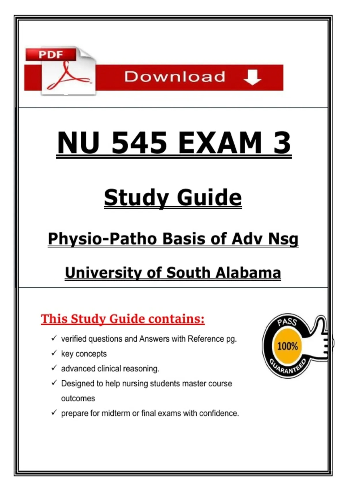 NU 545 Exam 3 Study Guide | Pathophysiology | University of South ...