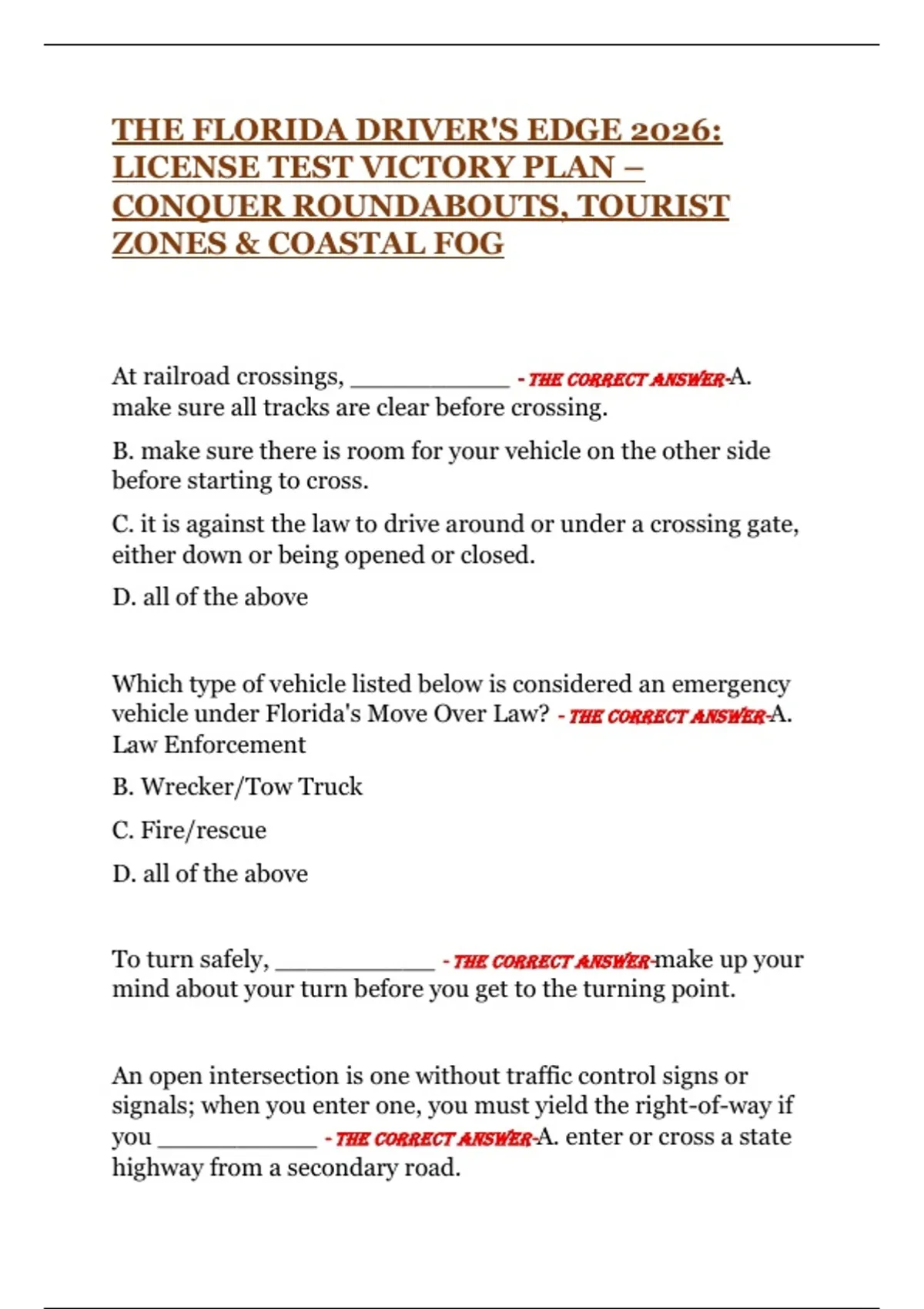 THE FLORIDA DRIVER'S EDGE 2026: LICENSE TEST VICTORY PLAN – CONQUER ...