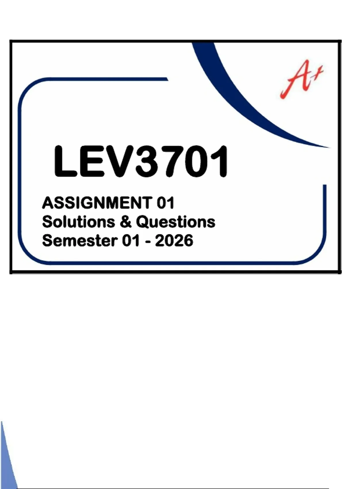 LEV3701 - ASSIGNMENT 01 SOLUTIONS & QUESTIONS (SEMESTER 01 - 2026 ...