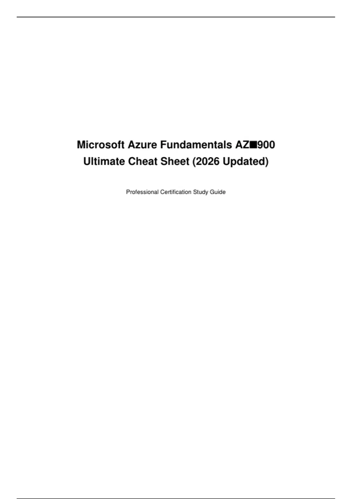 Summary Microsoft Azure Fundamentals AZ-900 - Full Exam Revision 2026 ...