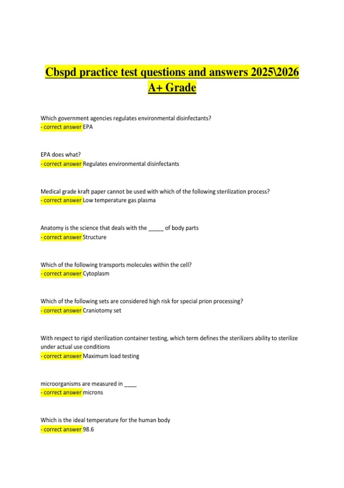 CBSPD (Certification Board for Sterile Processing and Distribution ...
