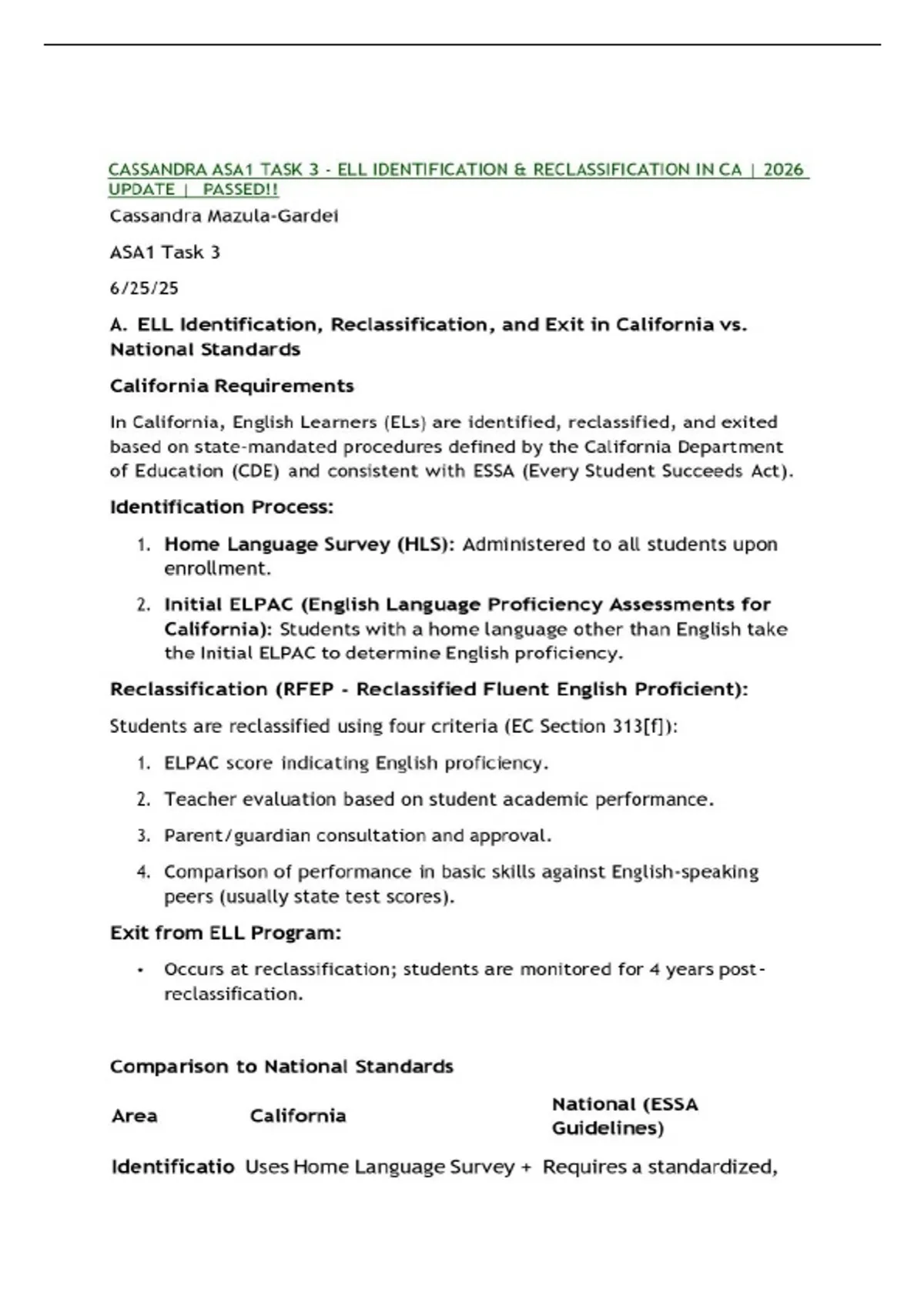 CASSANDRA ASA1 TASK 3 - ELL IDENTIFICATION & RECLASSIFICATION IN CA ...