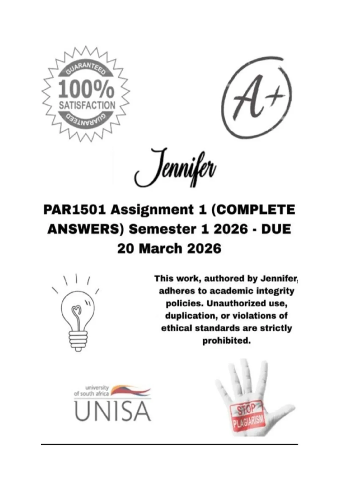 PAR1501 Assignment 1 (COMPLETE ANSWERS) Semester 1 2026 - DUE 20 March ...