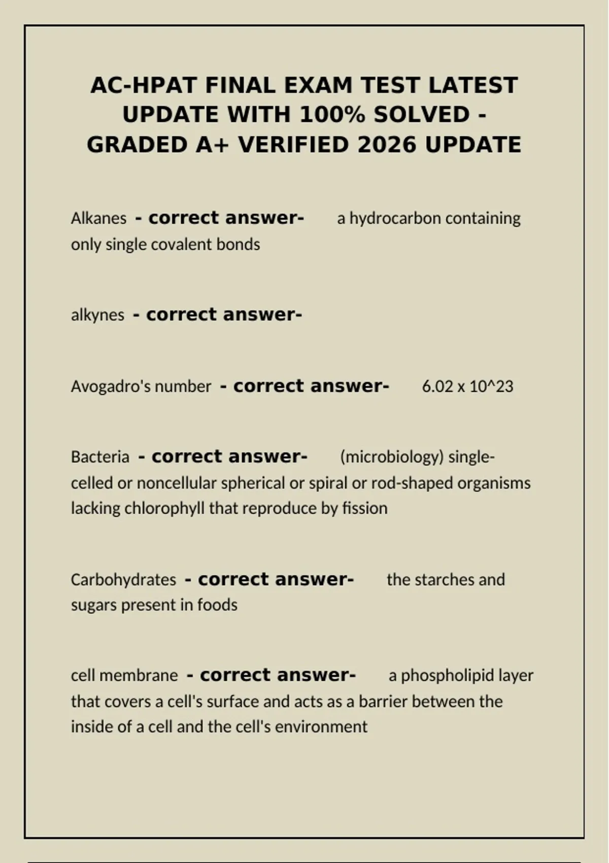 AC-HPAT Final Exam Test Latest Update with 100% Solved | Graded A+ ...
