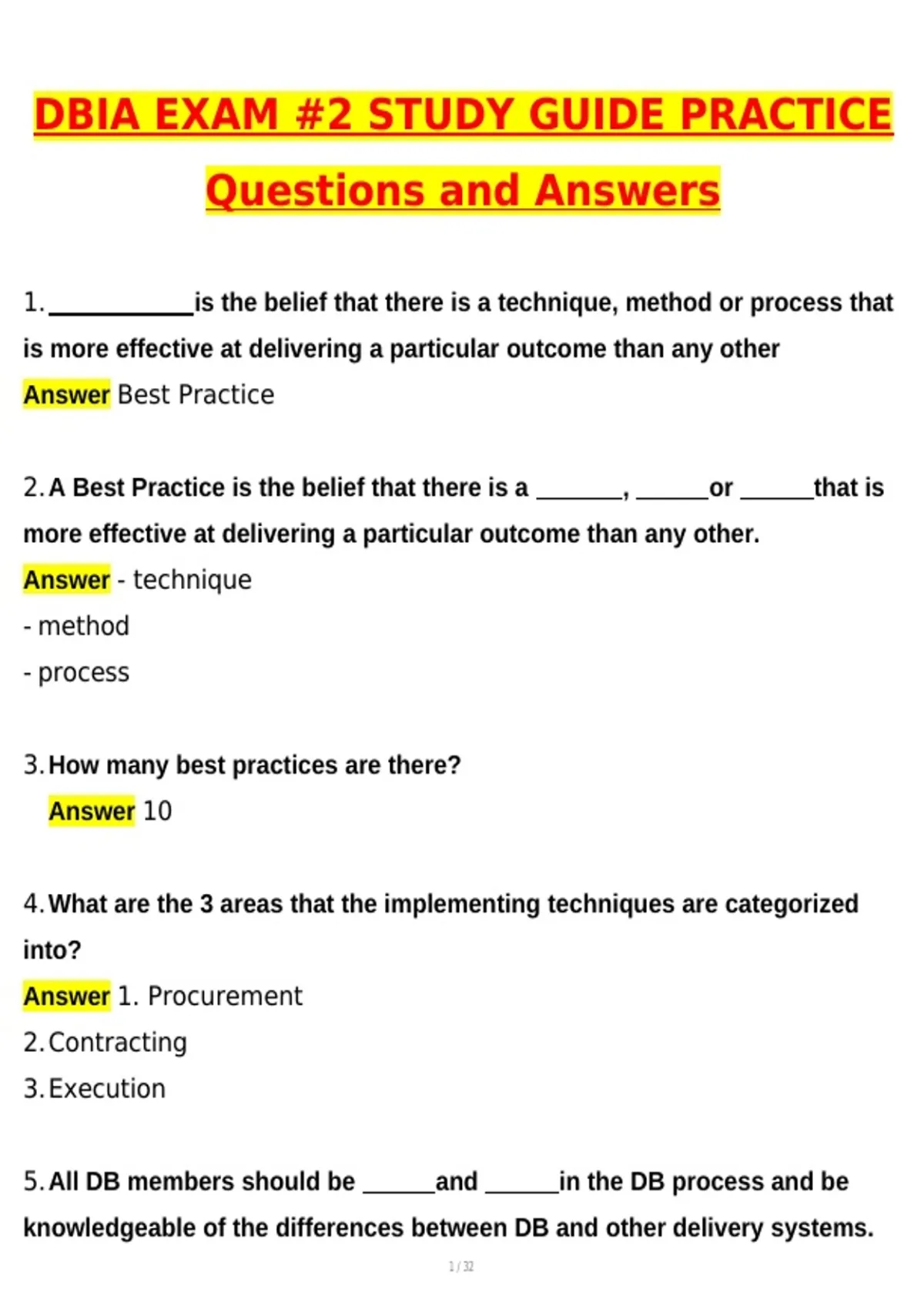 DBIA Certification Exams 2026–2027 Bundle | Exam 1 & Exam 2 Practice ...