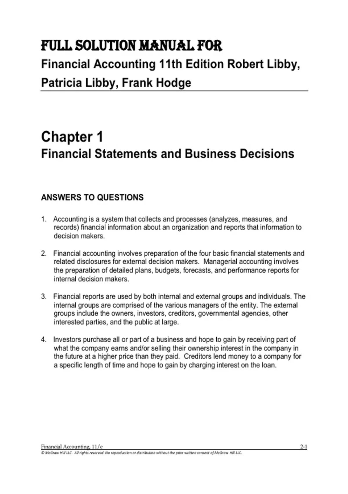 Solution Manual for Financial Accounting, 11th Edition by Robert Libby ...