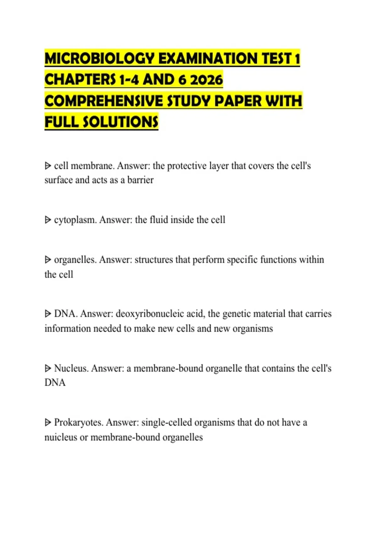 MICROBIOLOGY EXAMINATION TEST 1 CHAPTERS 1-4 AND 6 2026 COMPREHENSIVE ...