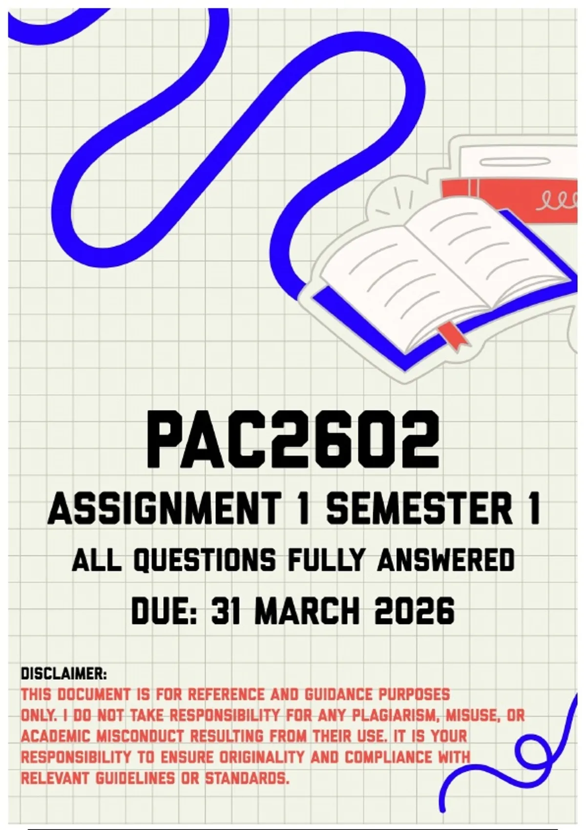 PAC2602 Assignment 1 Semester 1 Memo | Due 31 March 2026 - Paralegal ...
