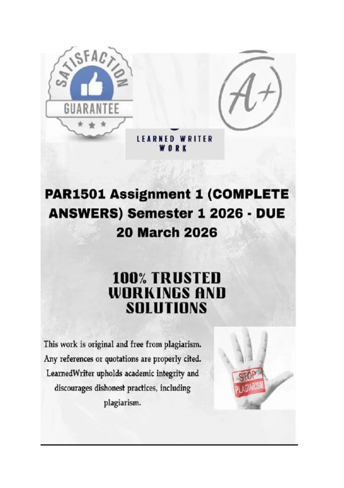 PAR1501 Assignment 1 (COMPLETE ANSWERS) Semester 1 2026 - DUE 20 March ...