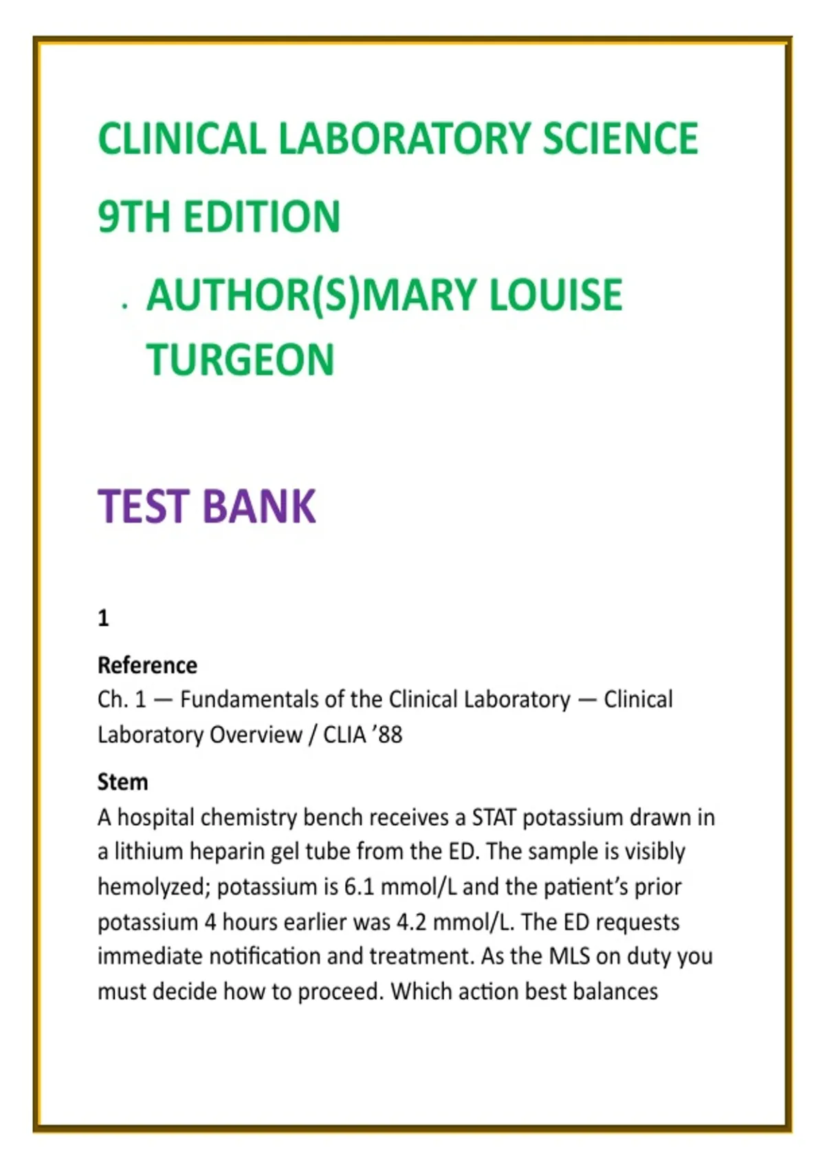 Clinical Laboratory Science Test Bank 2026 | MLS & MLT Exam Questions ...