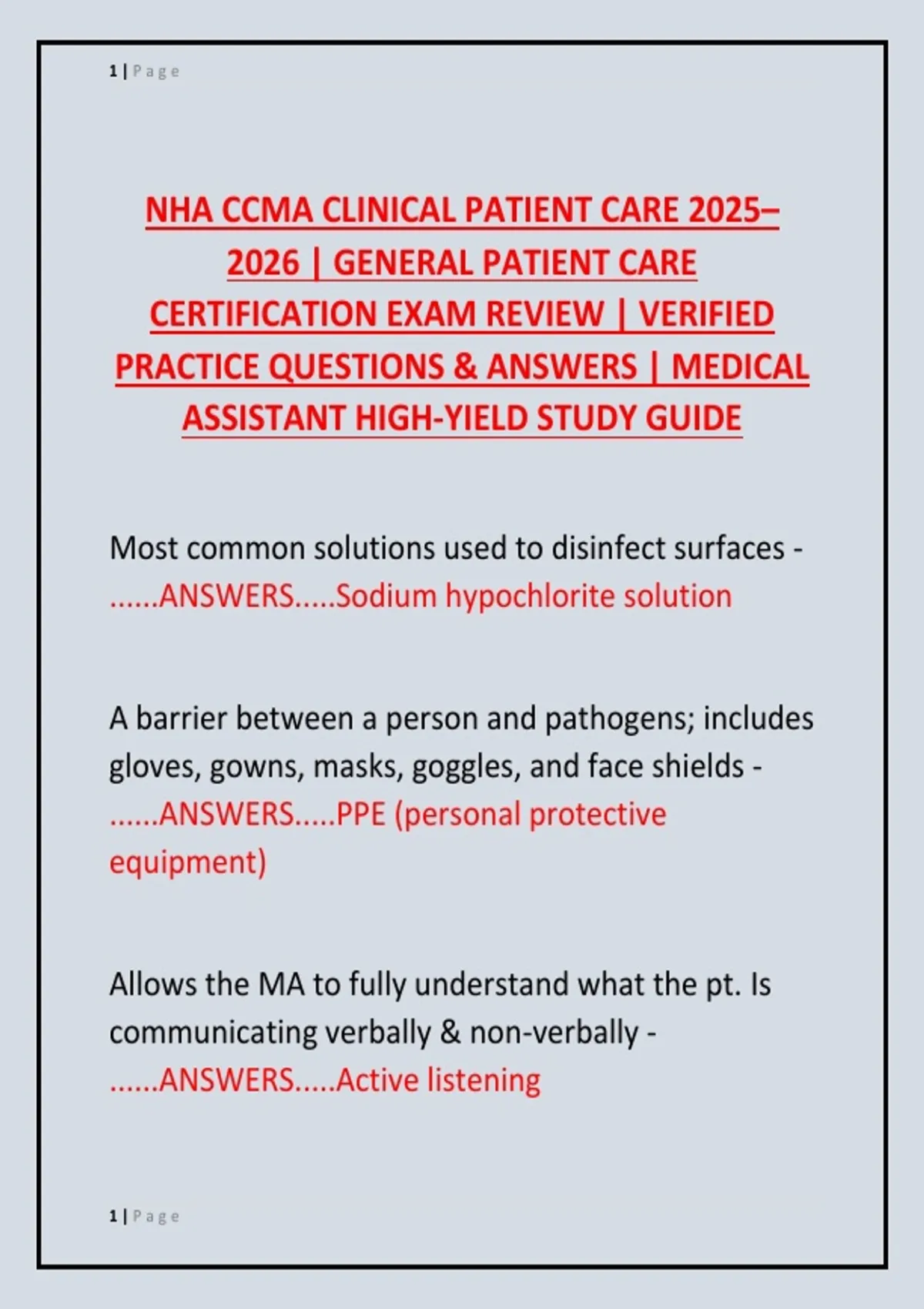Clinical Patient Care NHA CCMA Exam –2026 | Complete Certification ...