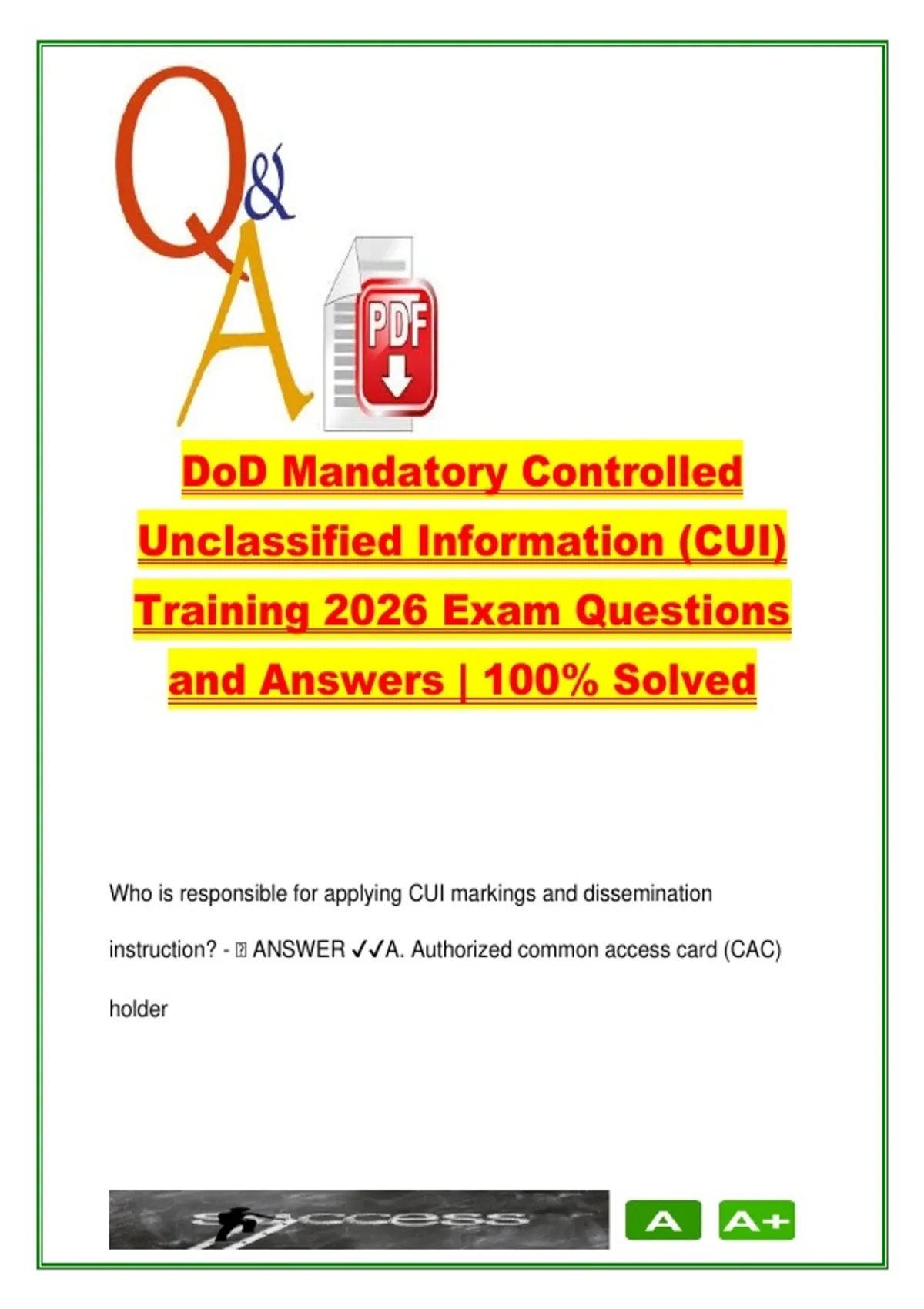 DoD Mandatory Controlled Unclassified Information (CUI) Training 2026 ...