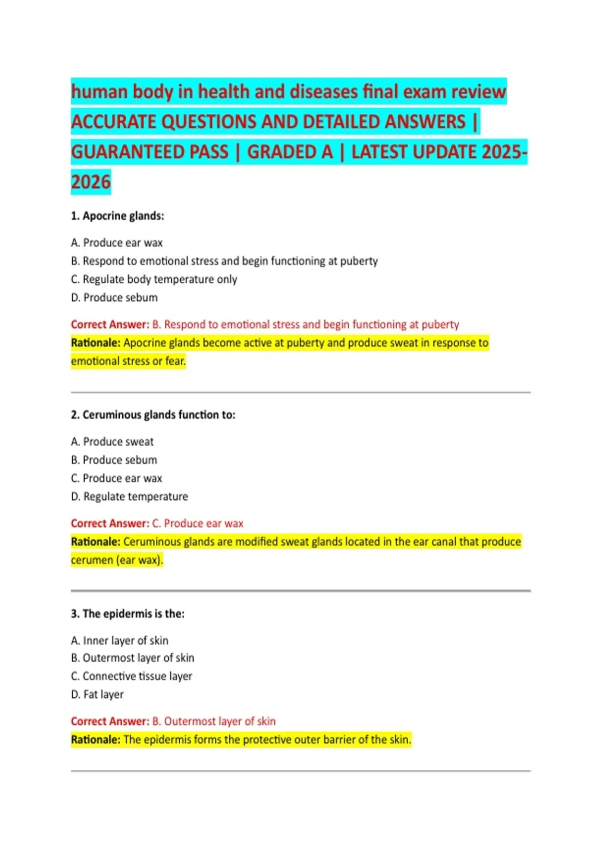 human body in health and diseases final exam review ACCURATE QUESTIONS ...