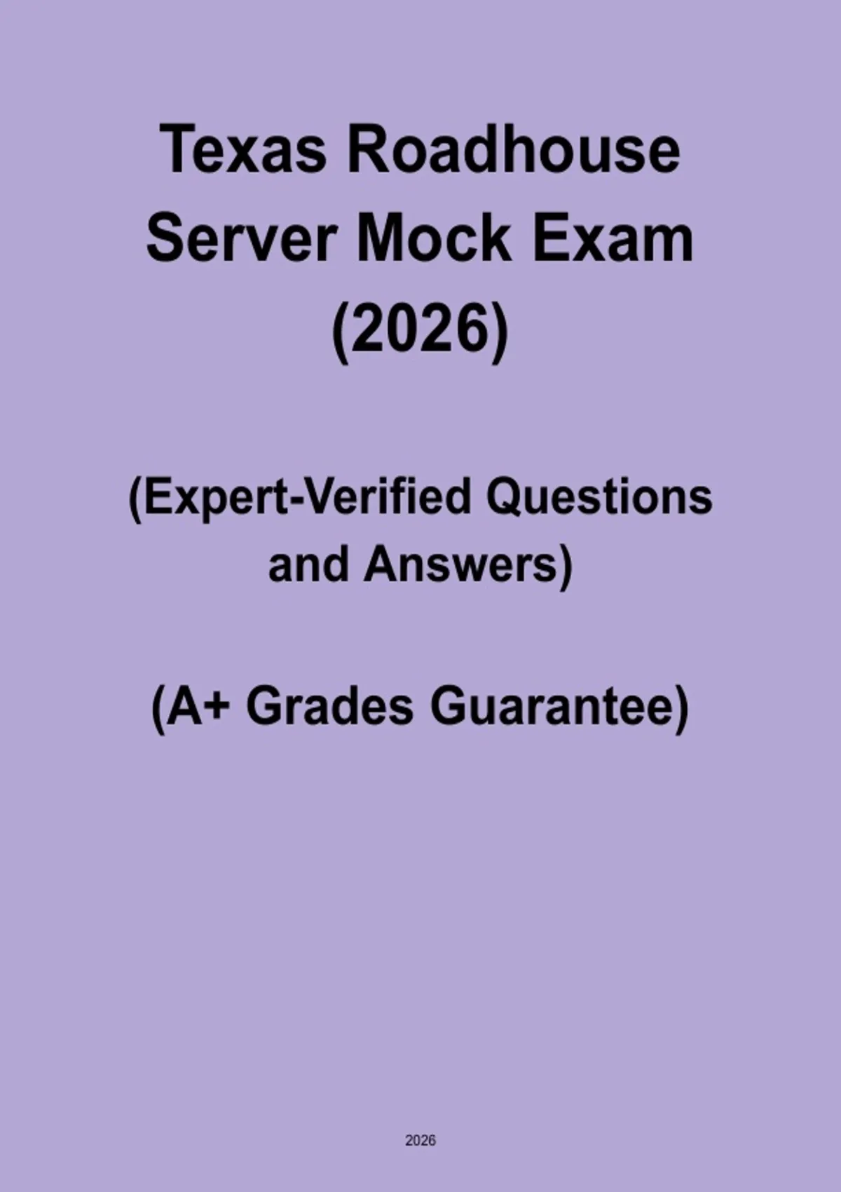 Texas Roadhouse Server Mock Exam PDF | Restaurant Service Training Test ...