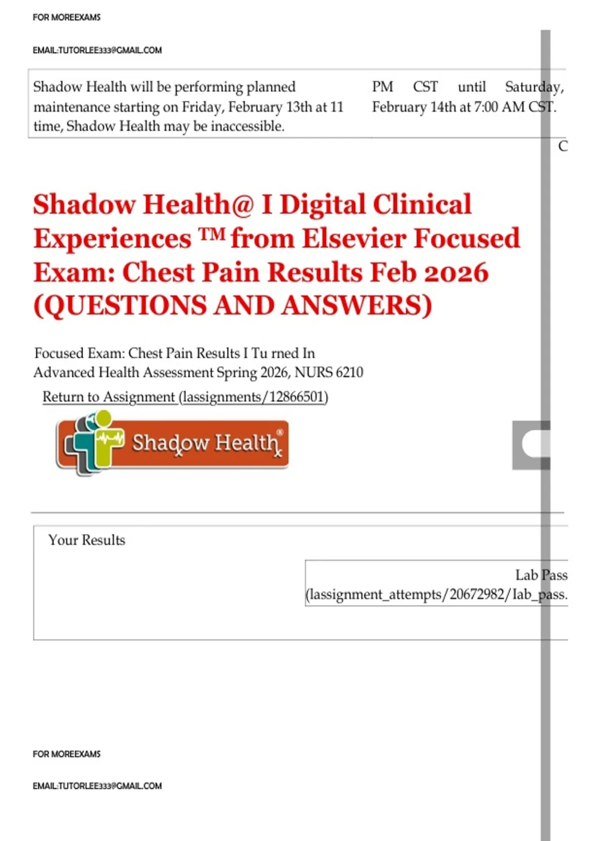 Shadow Health@ I Digital Clinical Experiences TM from Elsevier Focused ...