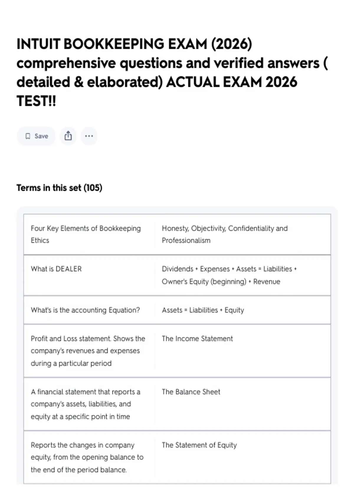 INTUIT BOOKKEEPING EXAM (2026) comprehensive questions and verified ...