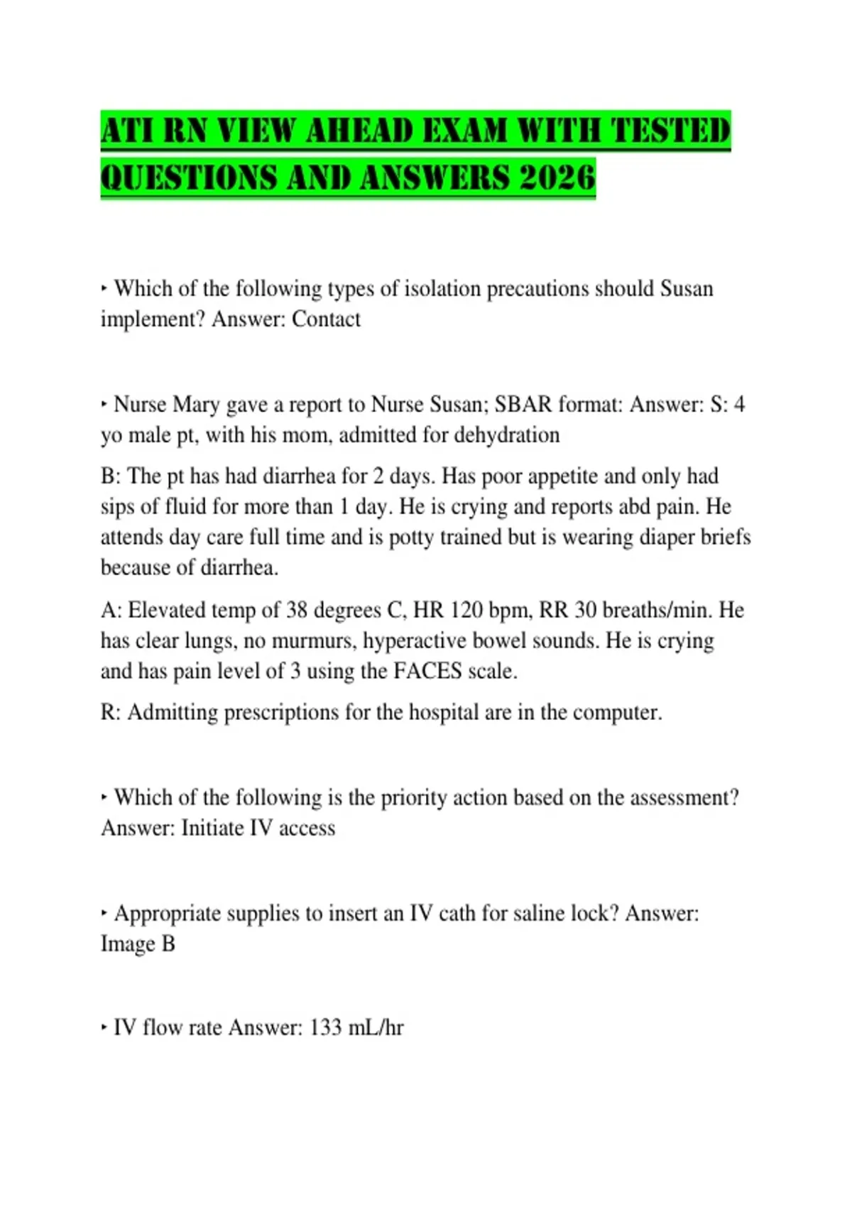 ATI RN VIEW AHEAD EXAM WITH TESTED QUESTIONS AND ANSWERS 2026 - ATI RN ...