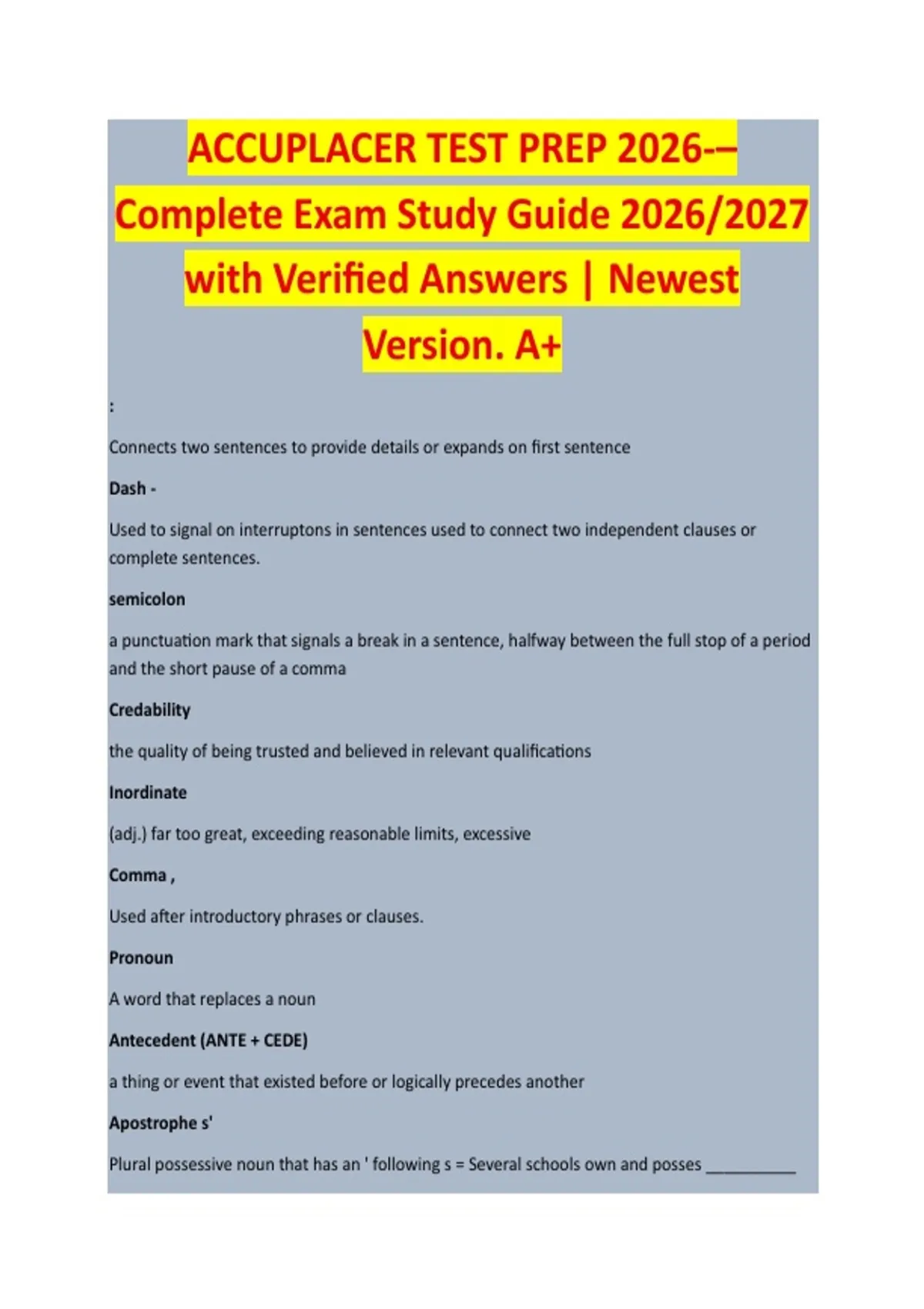 Accuplacer Test Prep 2026 – Complete Exam Study Guide 2026/2027 with ...
