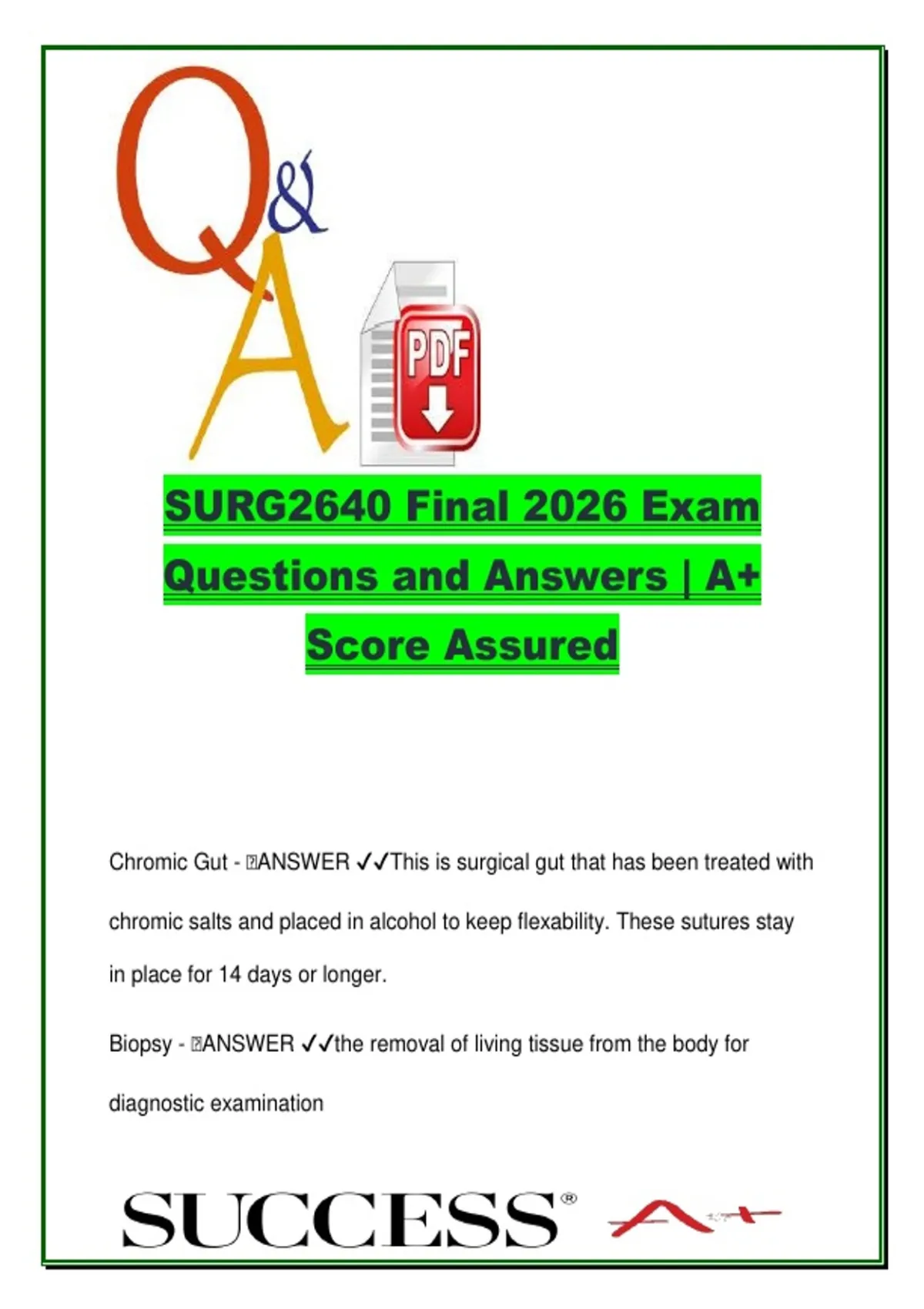 SURG2640 Final Surgical Procedures & Ophthalmic/ENT Anatomy – 180 Exam ...