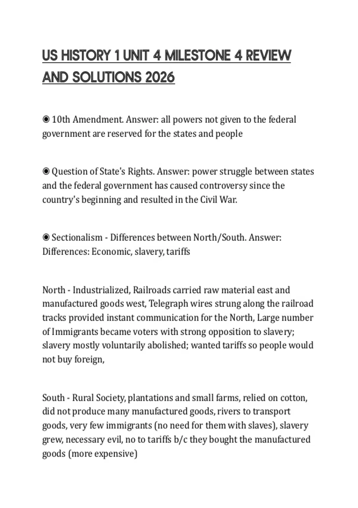 US HISTORY 1 UNIT 4 MILESTONE 4 REVIEW AND SOLUTIONS 2026 - US HISTORY ...