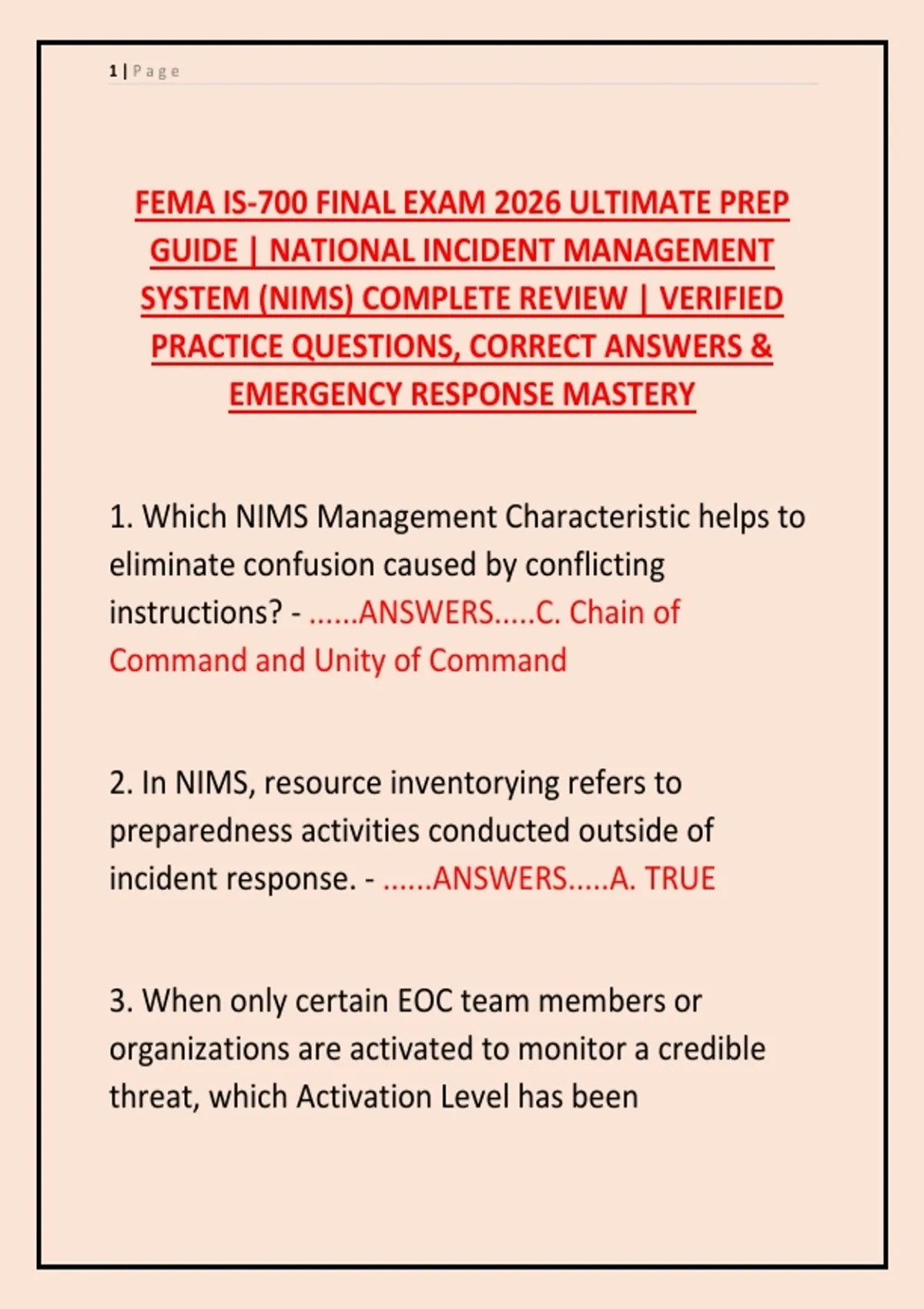 FEMA IS-700 Final Exam 2026 Ultimate Prep Guide | National Incident ...