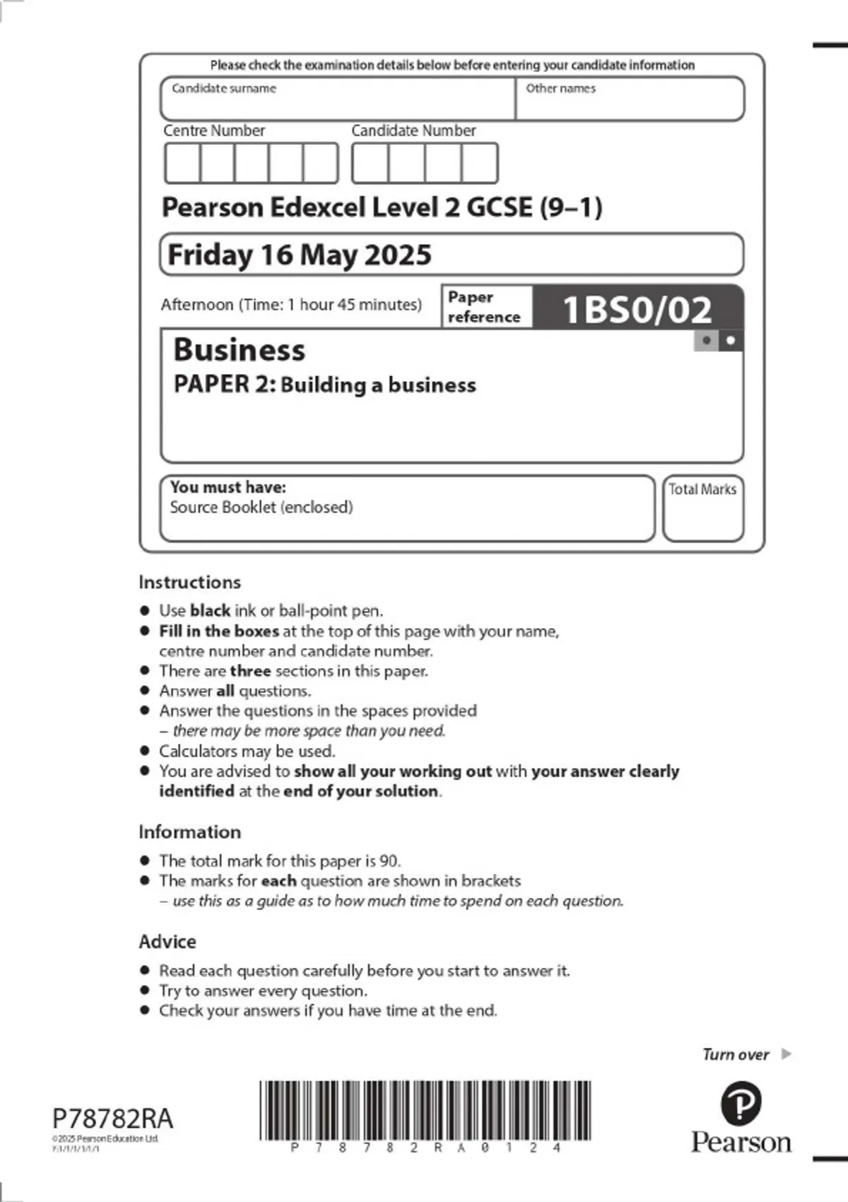 GCSE EDEXCEL 2025 Business Paper 2 Including Mark Scheme - Stuvia UK
