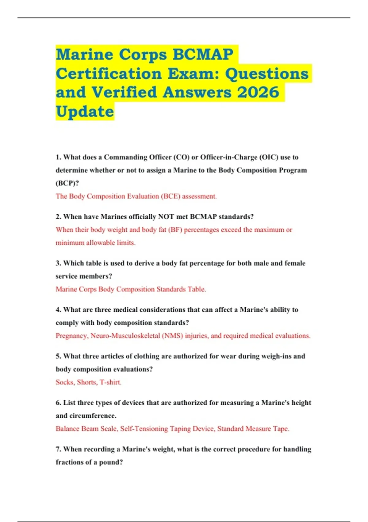 Marine Corps BCMAP Certification Exam Questions and Verified Answers ...
