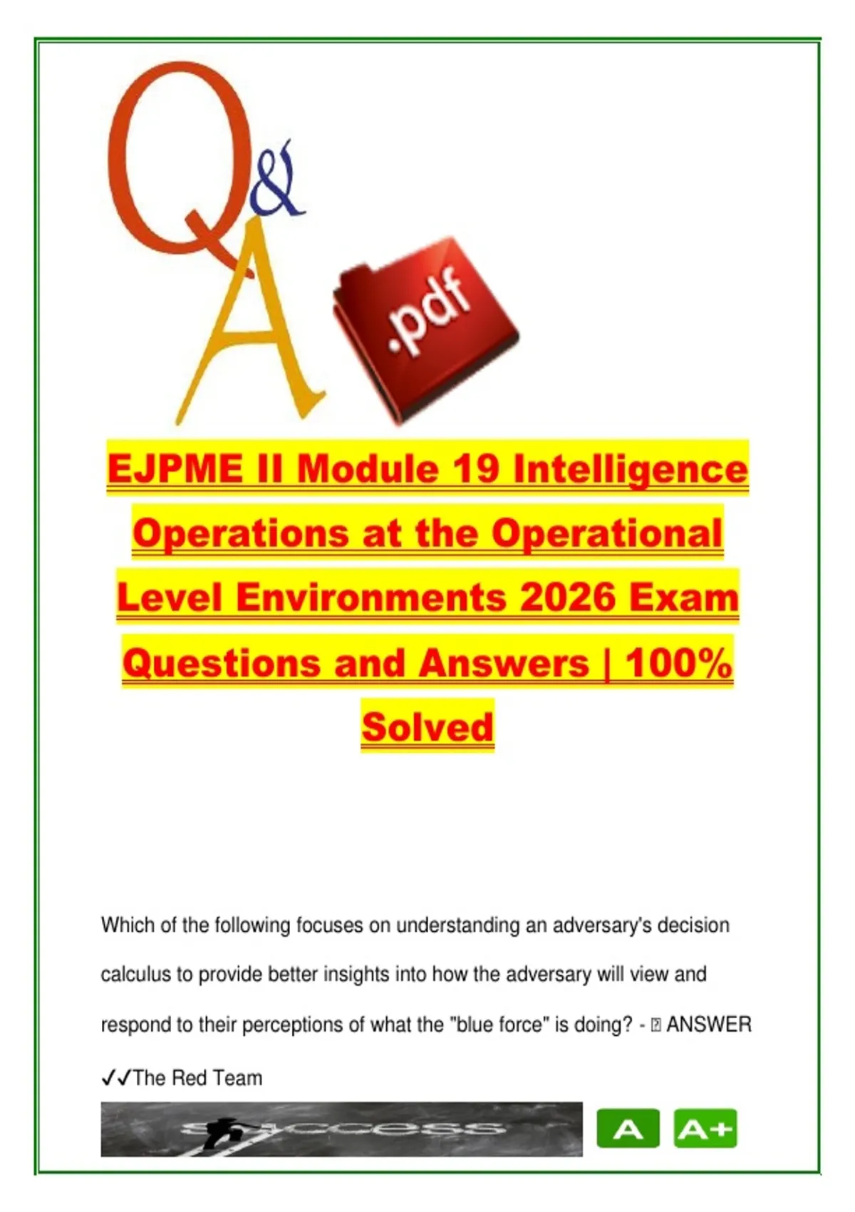 EJPME II Module 19 – 140 Exam Questions & Answers on Operational-Level ...