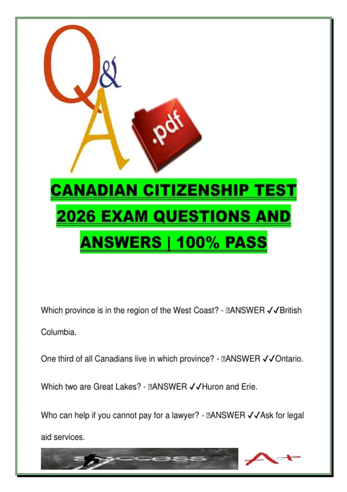 Canadian Citizenship Test 2026 (CITZ 2026) – 100 Questions on ...