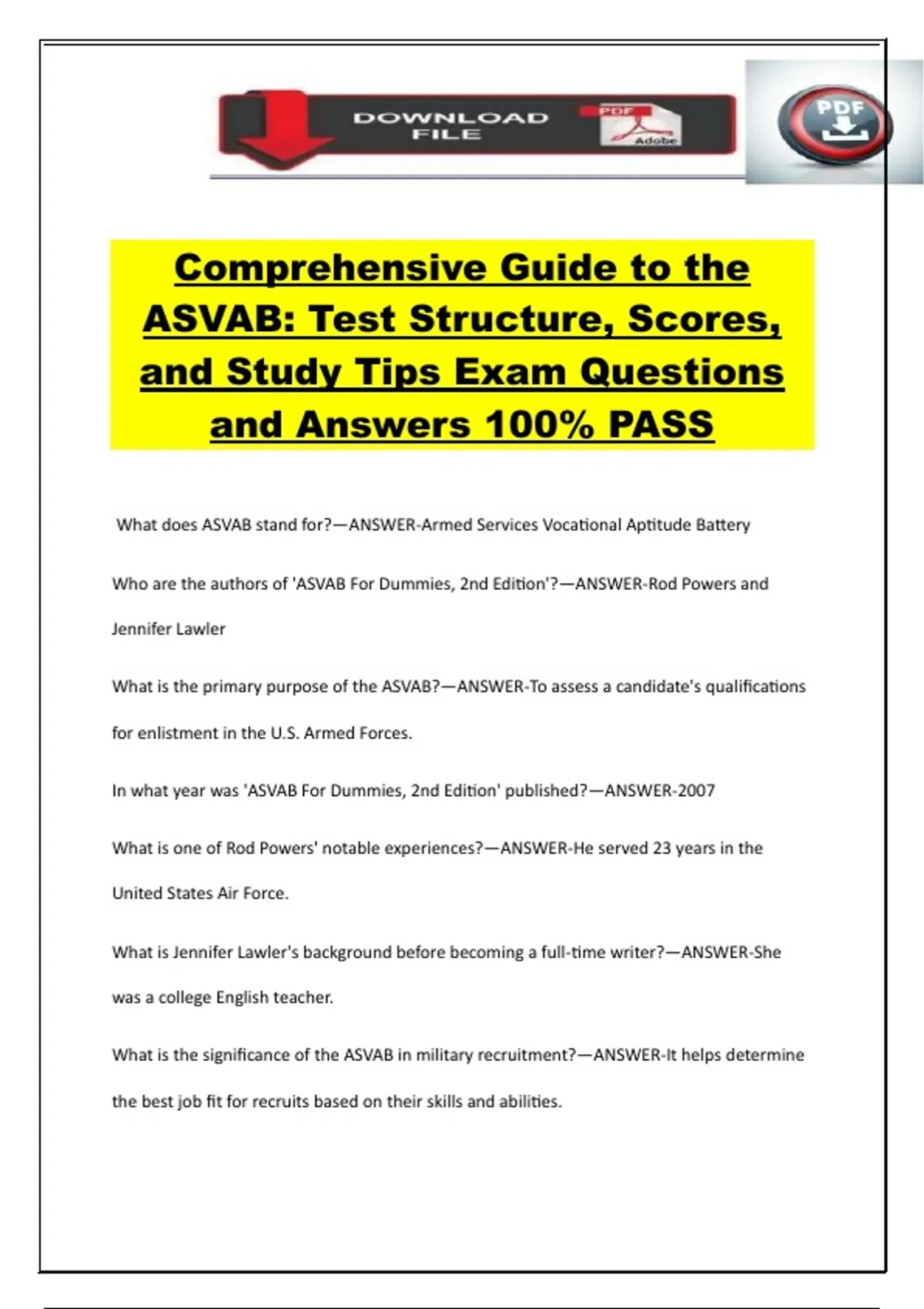 Comprehensive Guide to the ASVAB: Test Structure, Scores, and Study ...