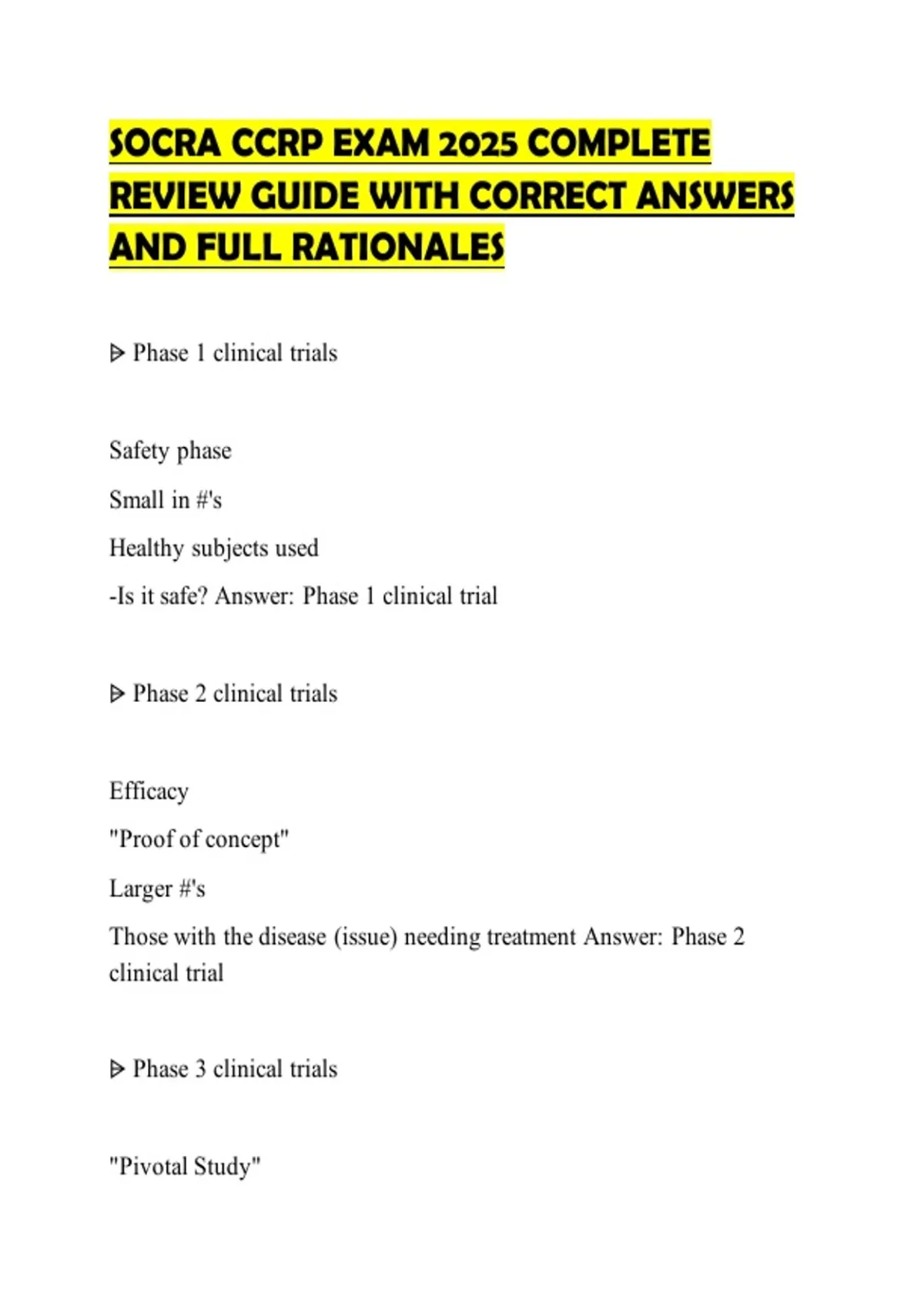 SOCRA CCRP EXAM 2025 COMPLETE REVIEW GUIDE WITH CORRECT ANSWERS AND ...