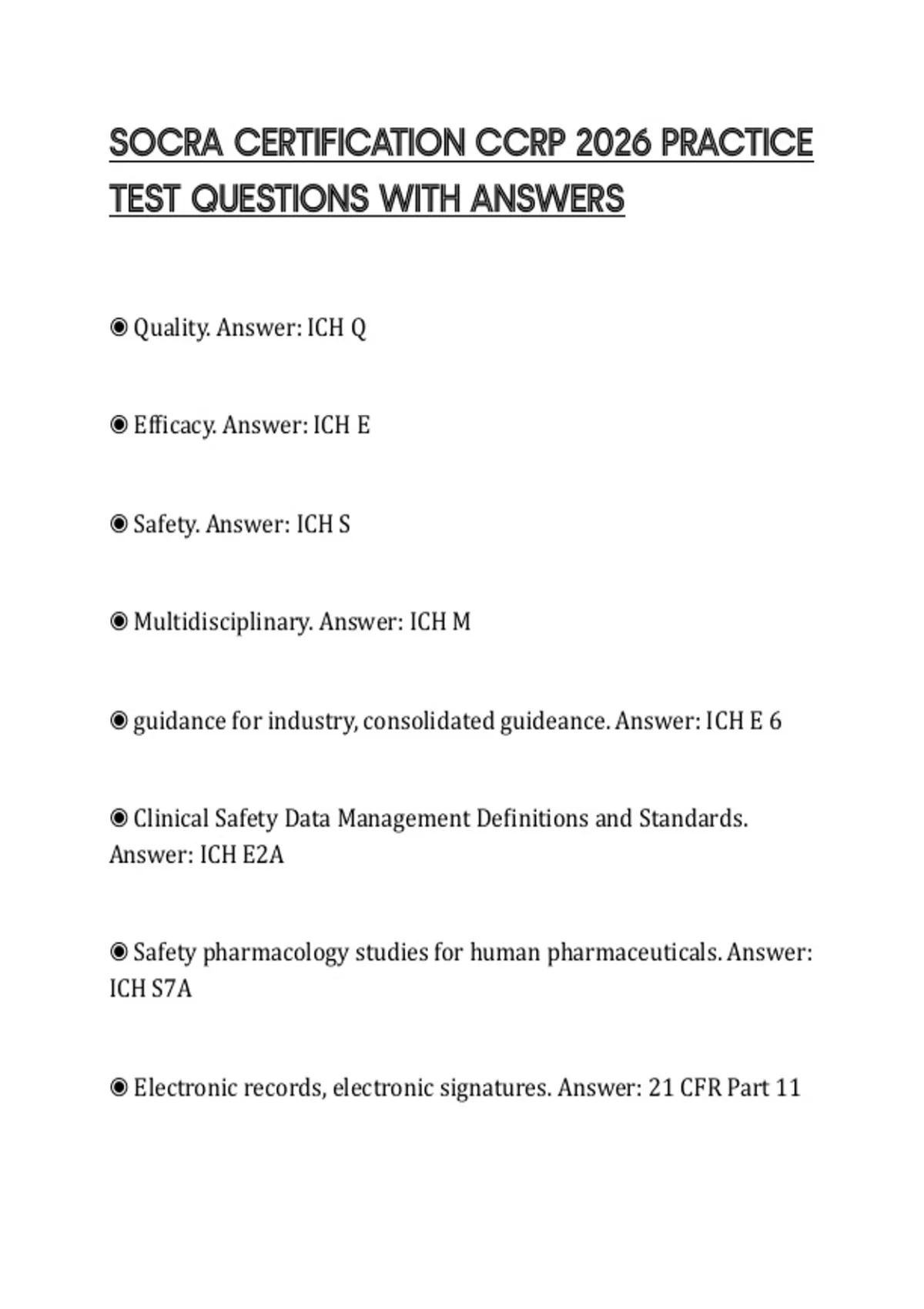 SOCRA CERTIFICATION CCRP 2026 PRACTICE TEST QUESTIONS WITH ANSWERS ...