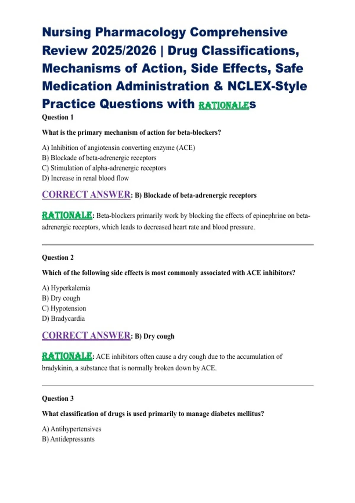 Nursing Pharmacology Comprehensive Review 2025/2026 | Drug ...