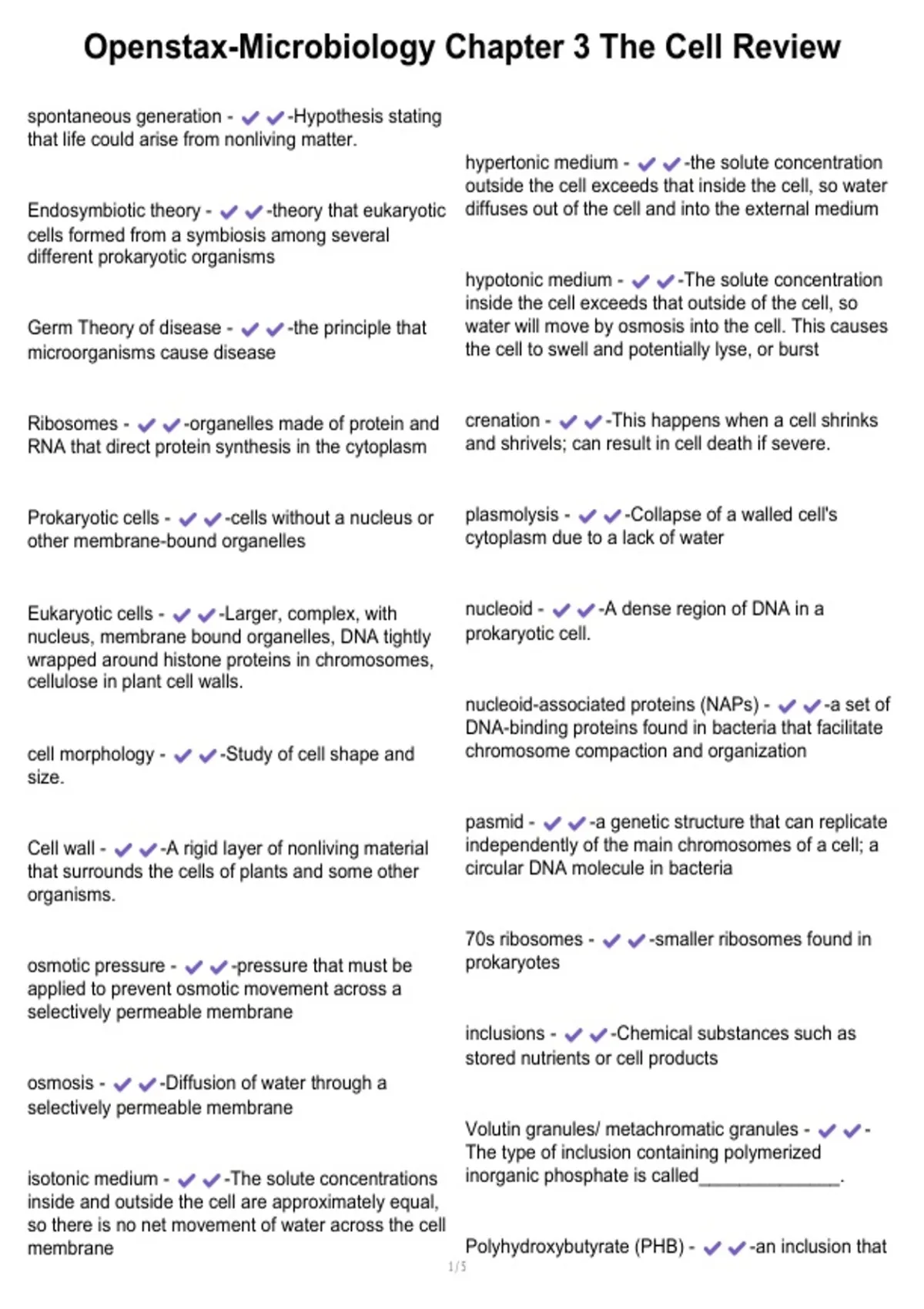Openstax-Microbiology Chapter 3 The Cell Review - Openstax-Microbiology ...