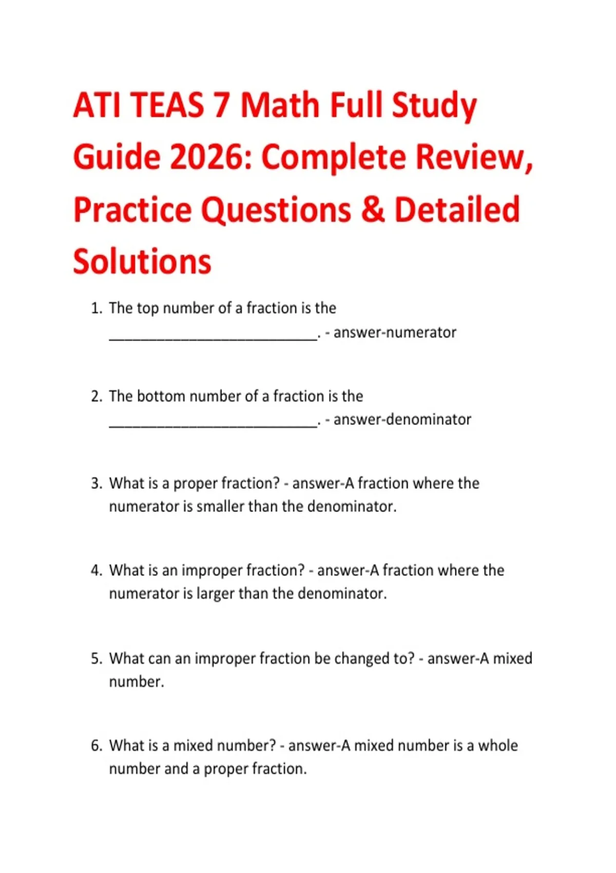 ATI TEAS 7 Math Full Study Guide 2026: Complete Review, Practice ...