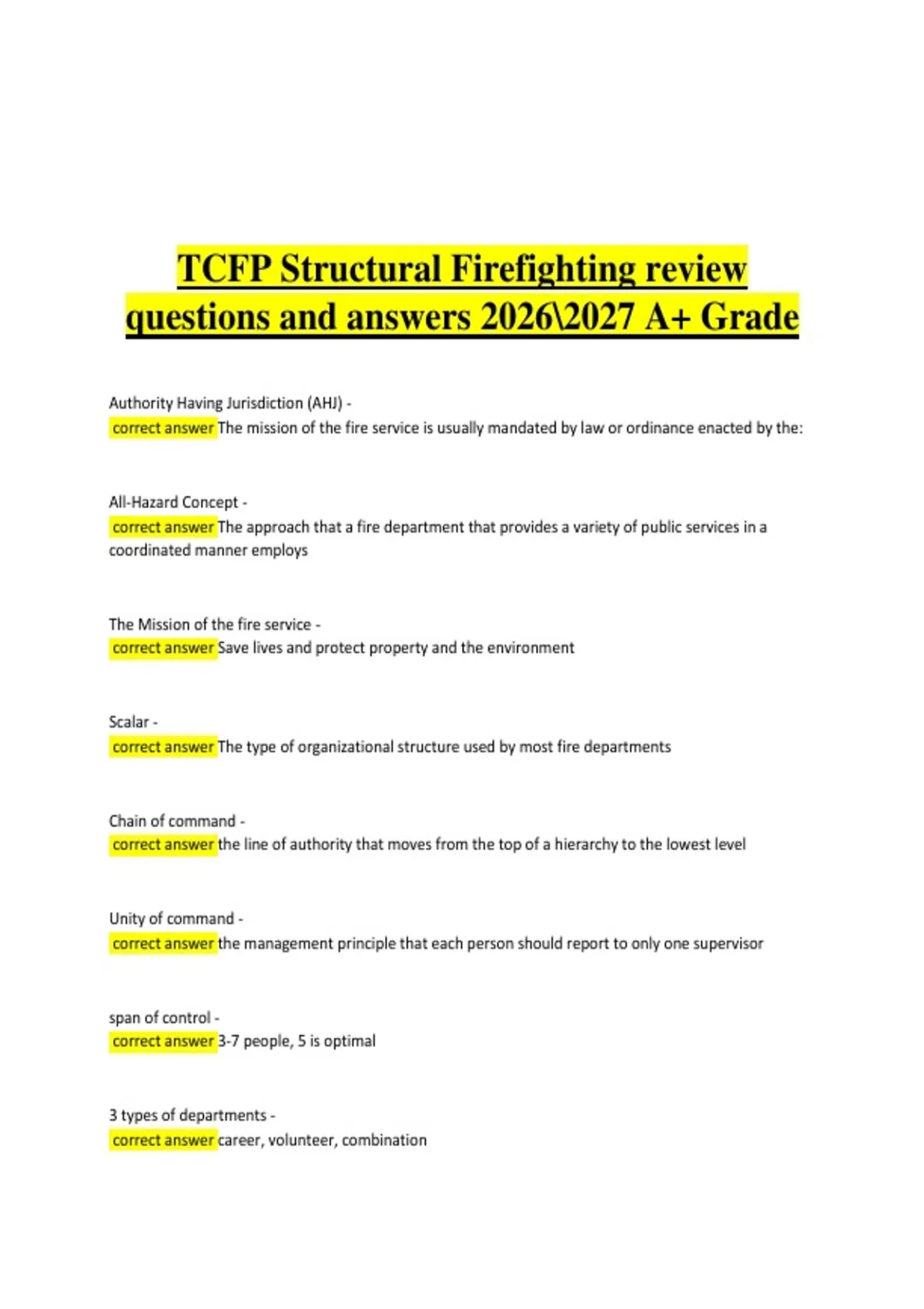 TCFP Structural Firefighting Review 2026–2027 | Questions and Answers ...