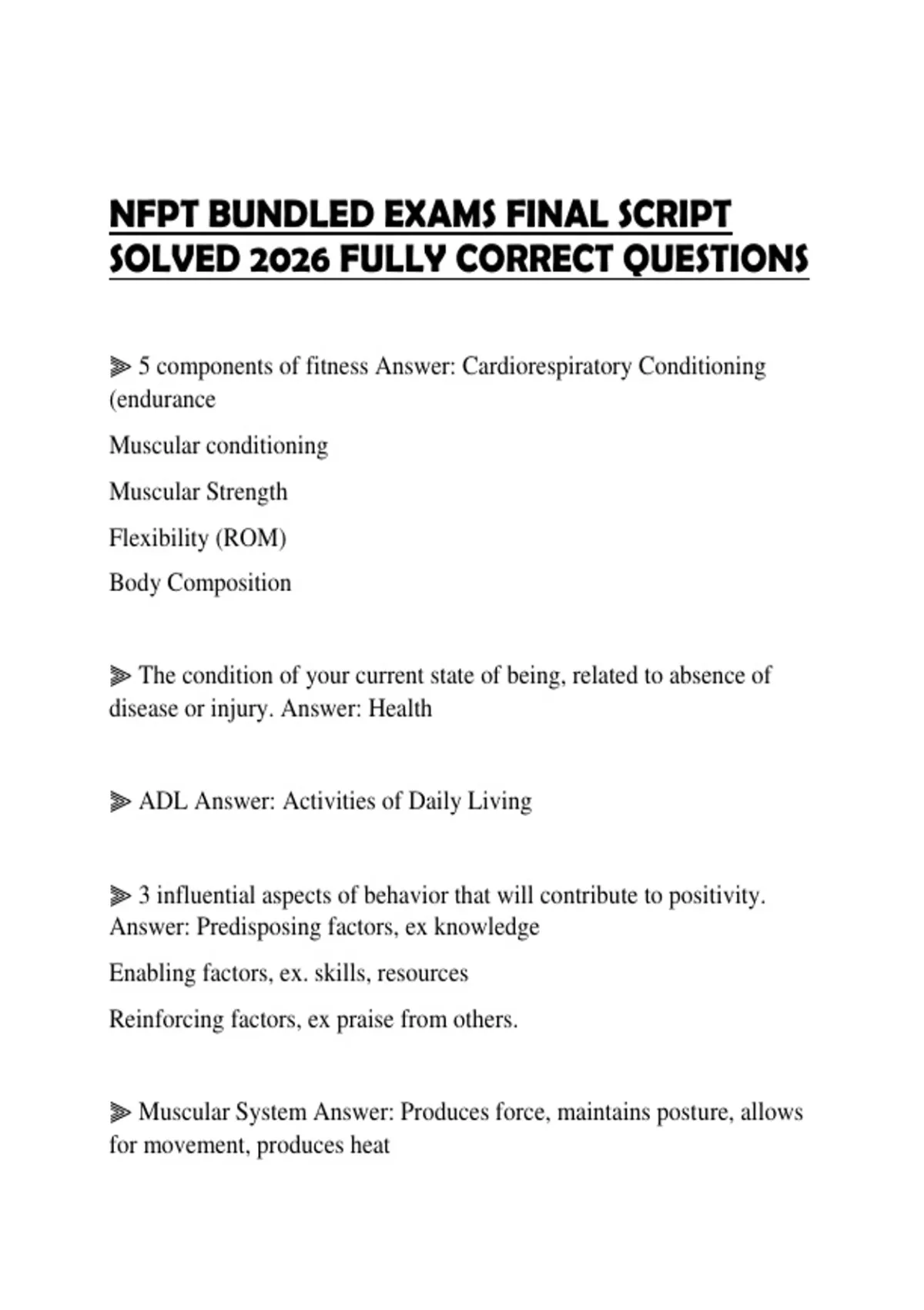 NFPT BUNDLED EXAMS FINAL SCRIPT SOLVED 2026 FULLY CORRECT QUESTIONS ...