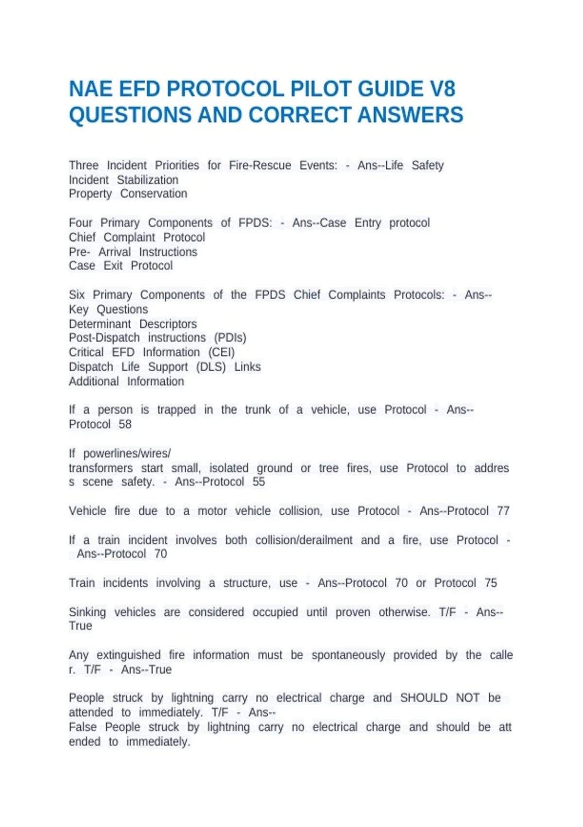 NAE EFD PROTOCOL PILOT GUIDE V8 QUESTIONS AND CORRECT ANSWERS ...