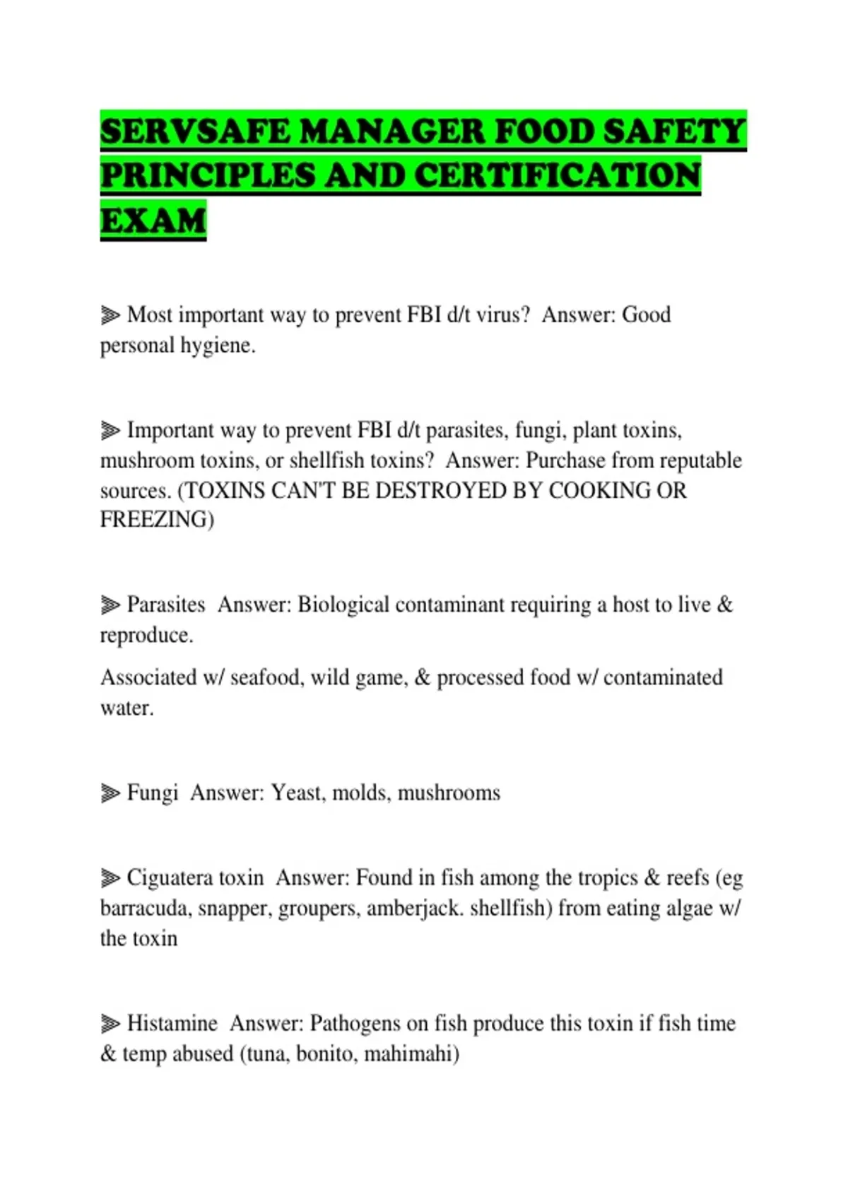 SERVSAFE MANAGER FOOD SAFETY PRINCIPLES AND CERTIFICATION EXAM ...