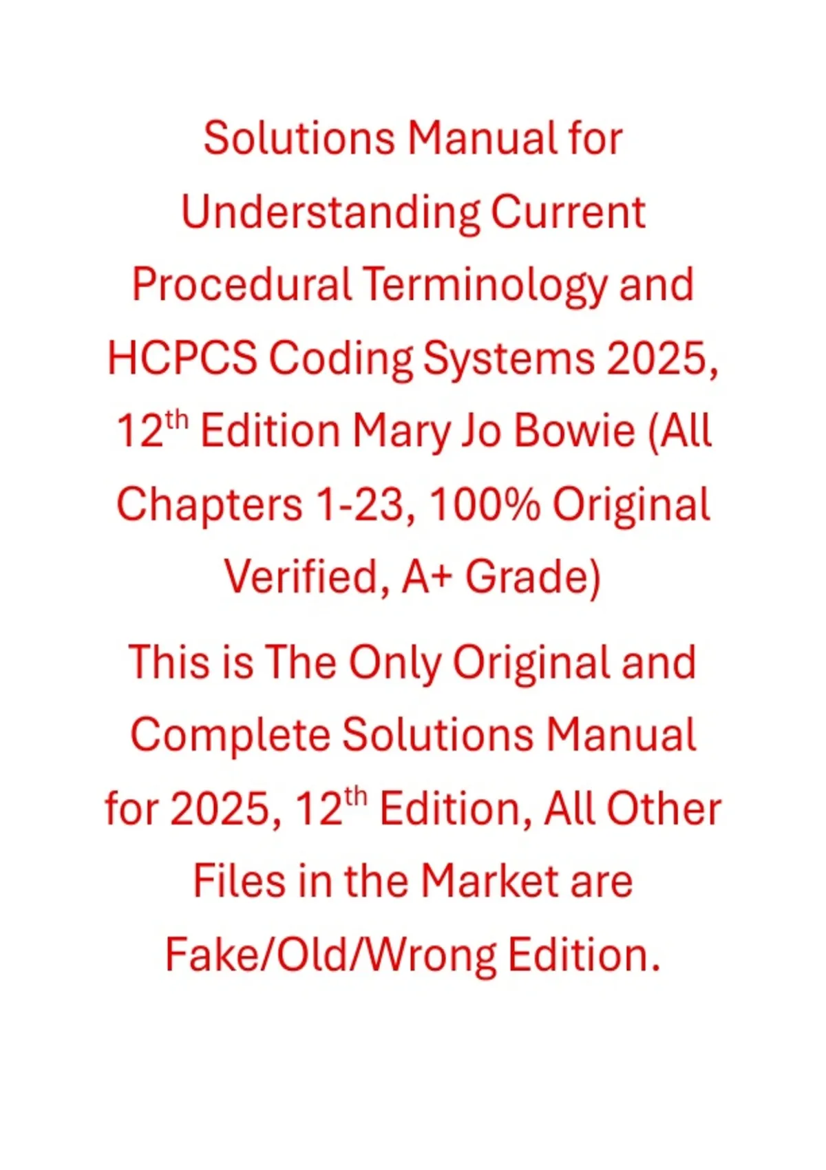 Solutions Manual Understanding Current Procedural Terminology and HCPCS ...