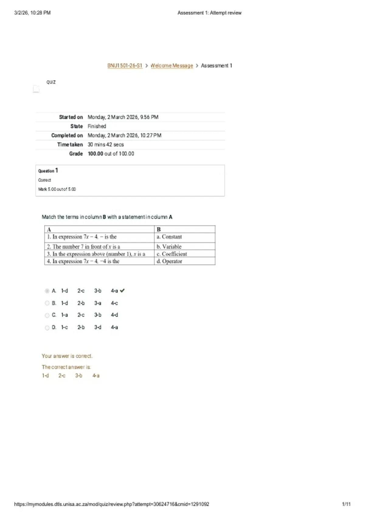 BNU1501 – Basic Numeracy S1 2026, University of South Africa (UNISA ...