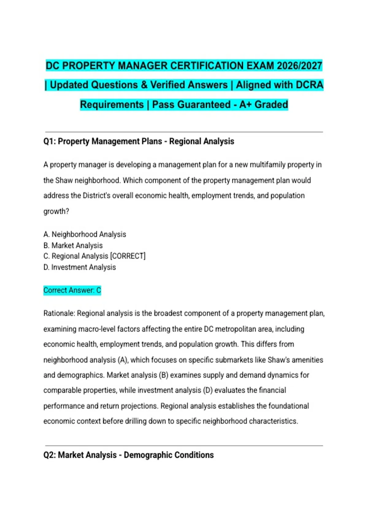 DC PROPERTY MANAGER CERTIFICATION EXAM 2026/2027 | Updated Questions ...
