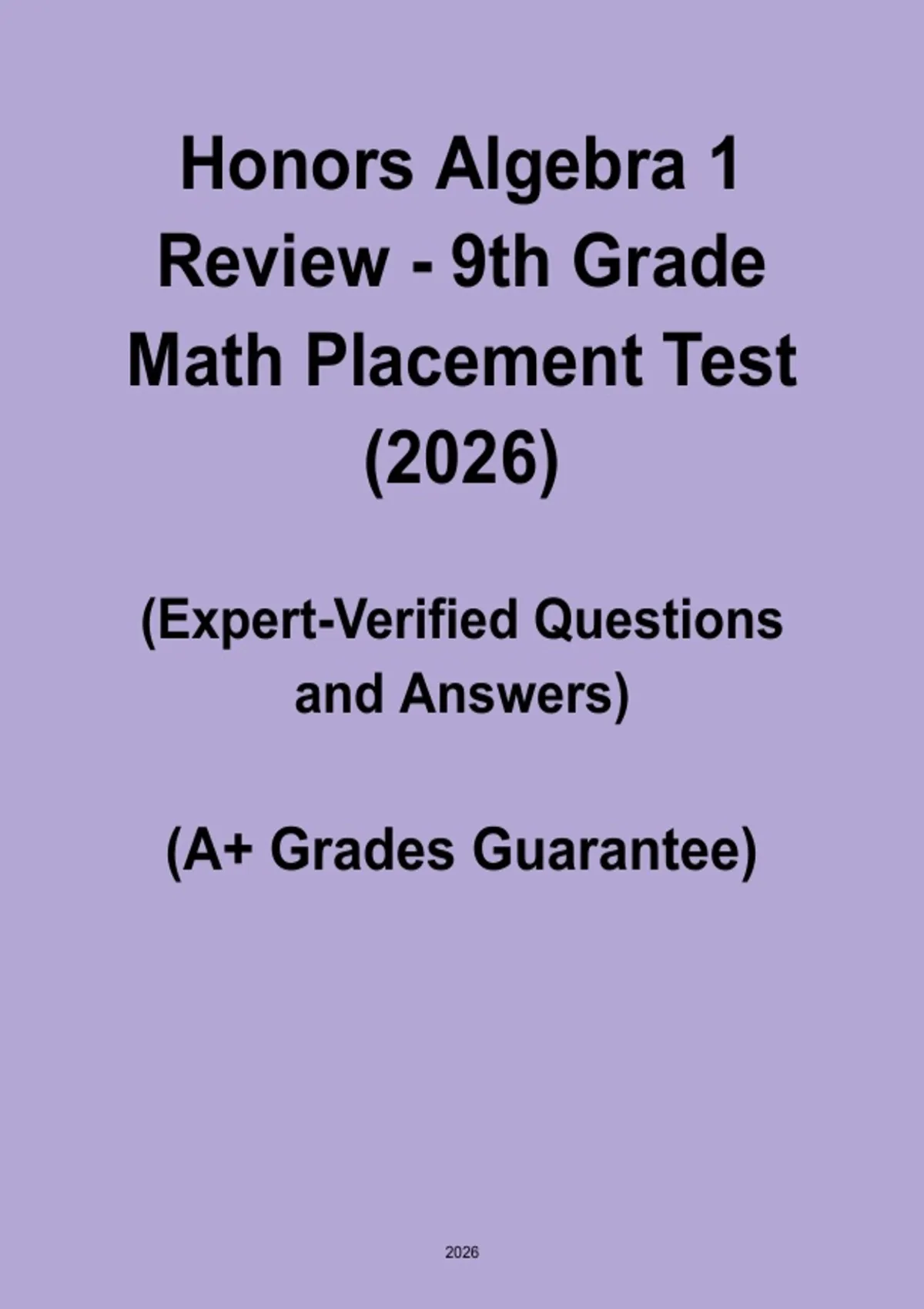 Honors Algebra 1 Review – 9th Grade Math Placement Test 2026 PDF - ACS ...