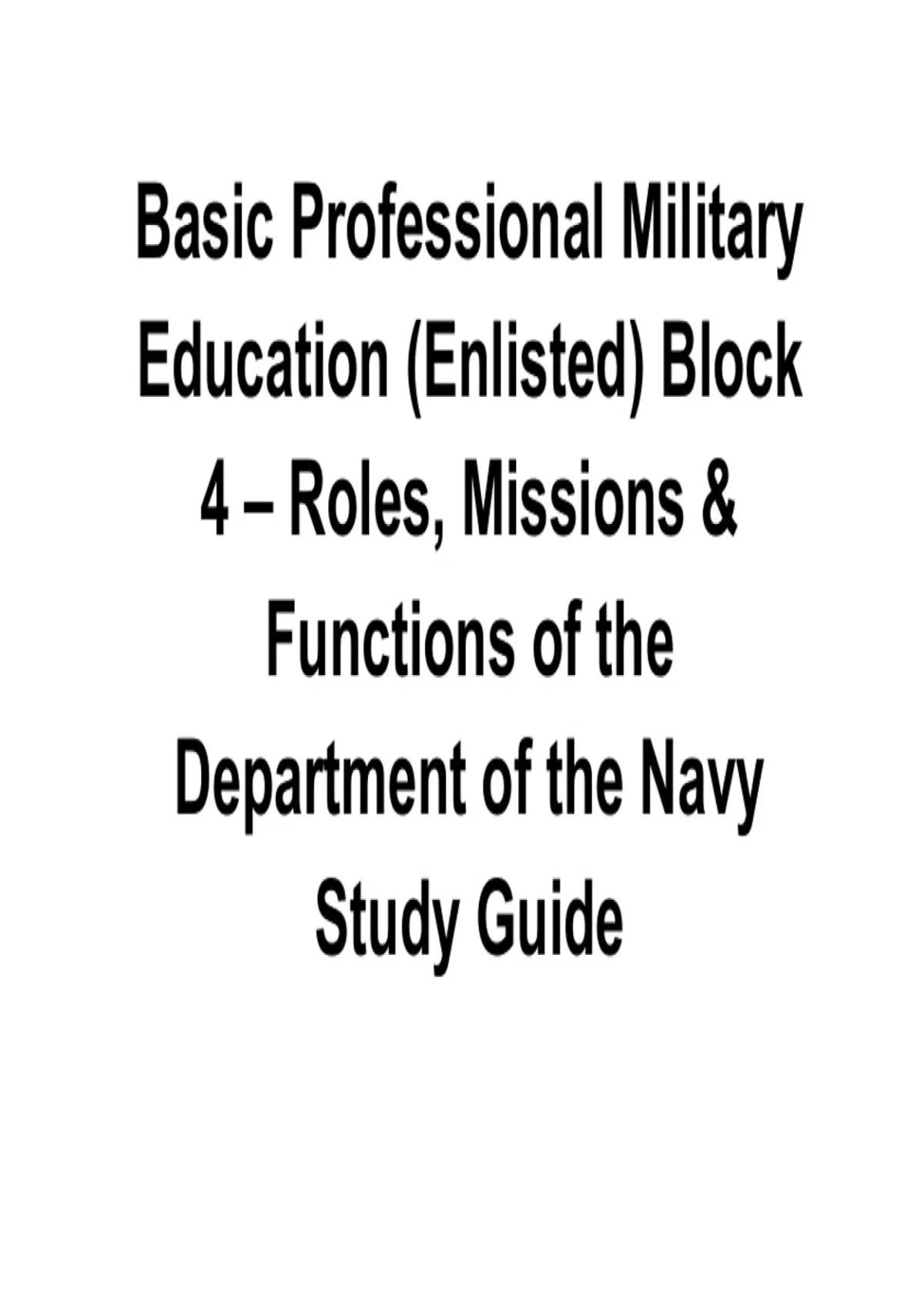 Basic Professional Military Education Enlisted Block 4 Roles Missions ...